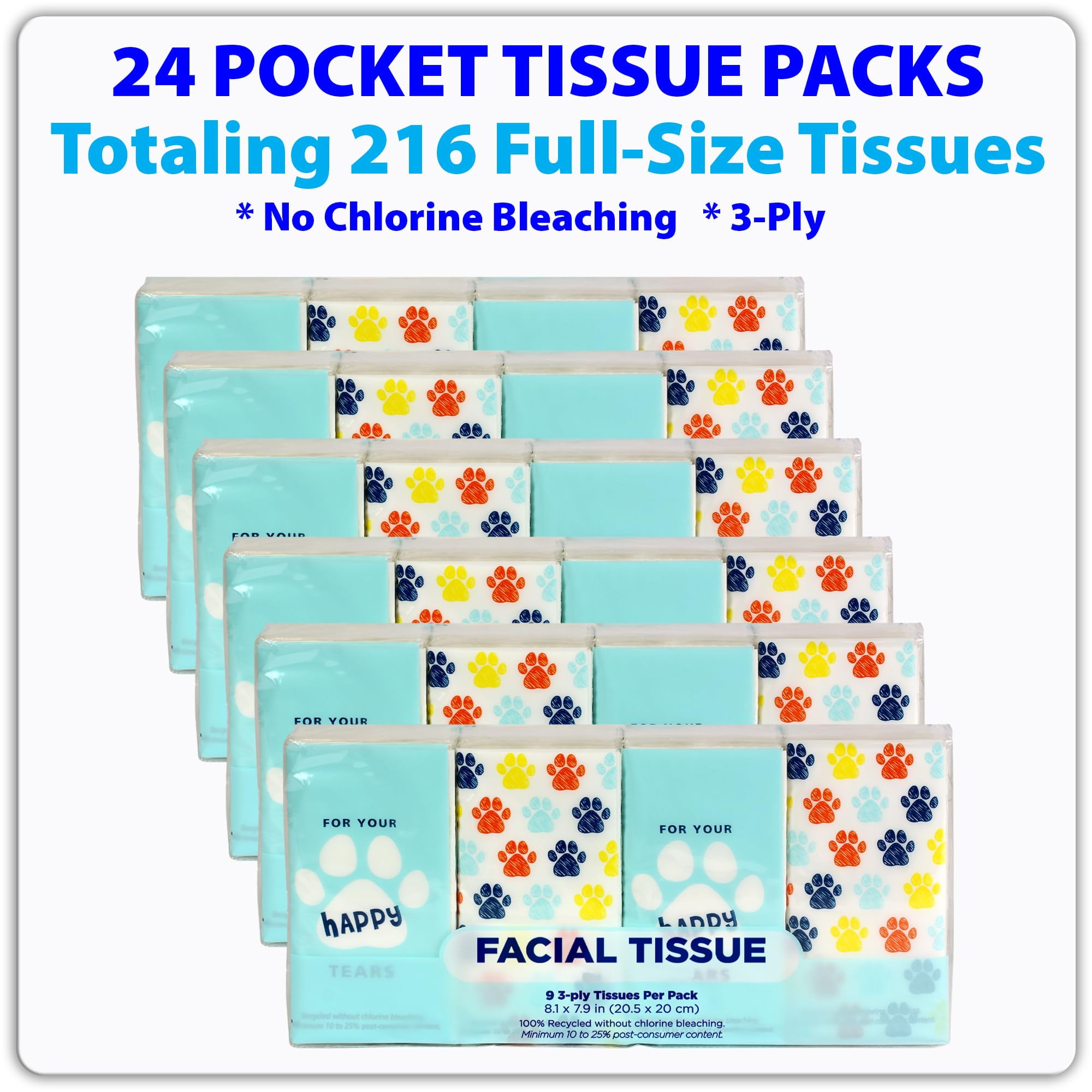 Funwares White Facial Travel OIF8 Tissue Packs, Non-Bleach, Chlorine ...