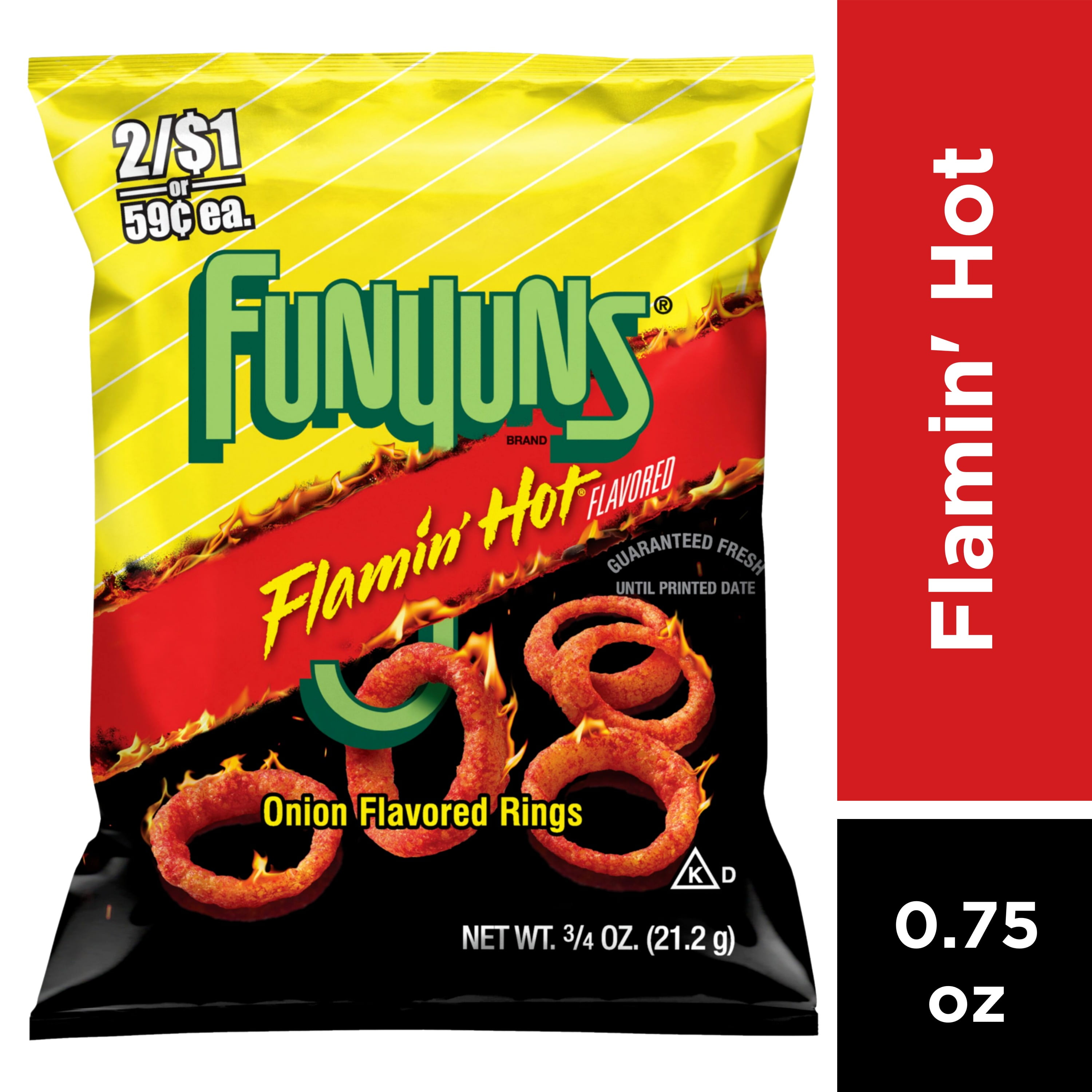 Funyuns Flamin' Hot Onion Flavored Rings Snack Chips, 0.75oz Bag ...