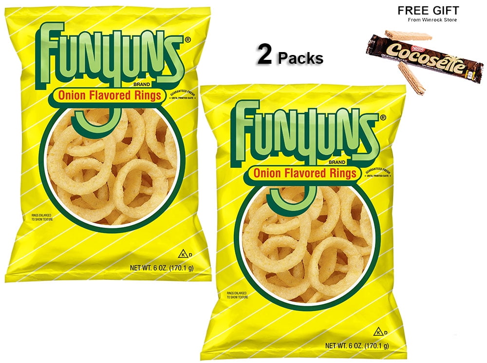 Funyuns Onion Flavored Rings, Snack Chips, 6 oz Bag (2 Packs) Free Gift ...