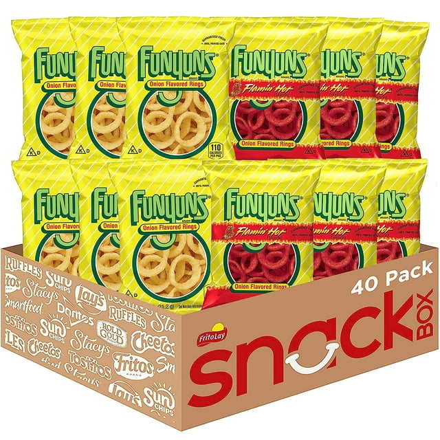 Funyuns Onion Rings Variety Pack Snack Chips, 0.75 oz Bags, 40 Count ...