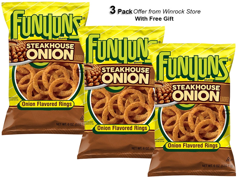 Funyuns Steakhouse Onion Flavored Rings, 6 oz (3 Pack) Free Gift from Winrock Store - Walmart.com