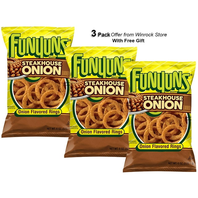 Funyuns Steakhouse Onion Flavored Rings, 6 oz (3 Pack) Free Gift from ...