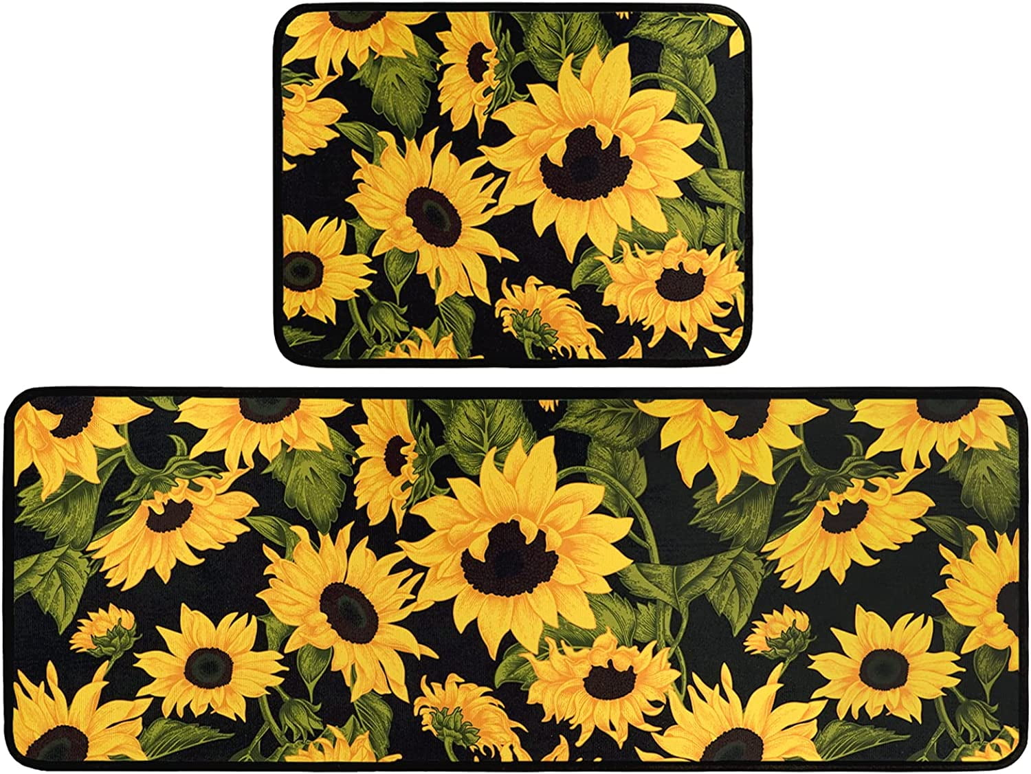 Fuoxowk Sunflower Themed Kitchen Rug Set,Farmhouse Kitchen Rugs Rustic ...