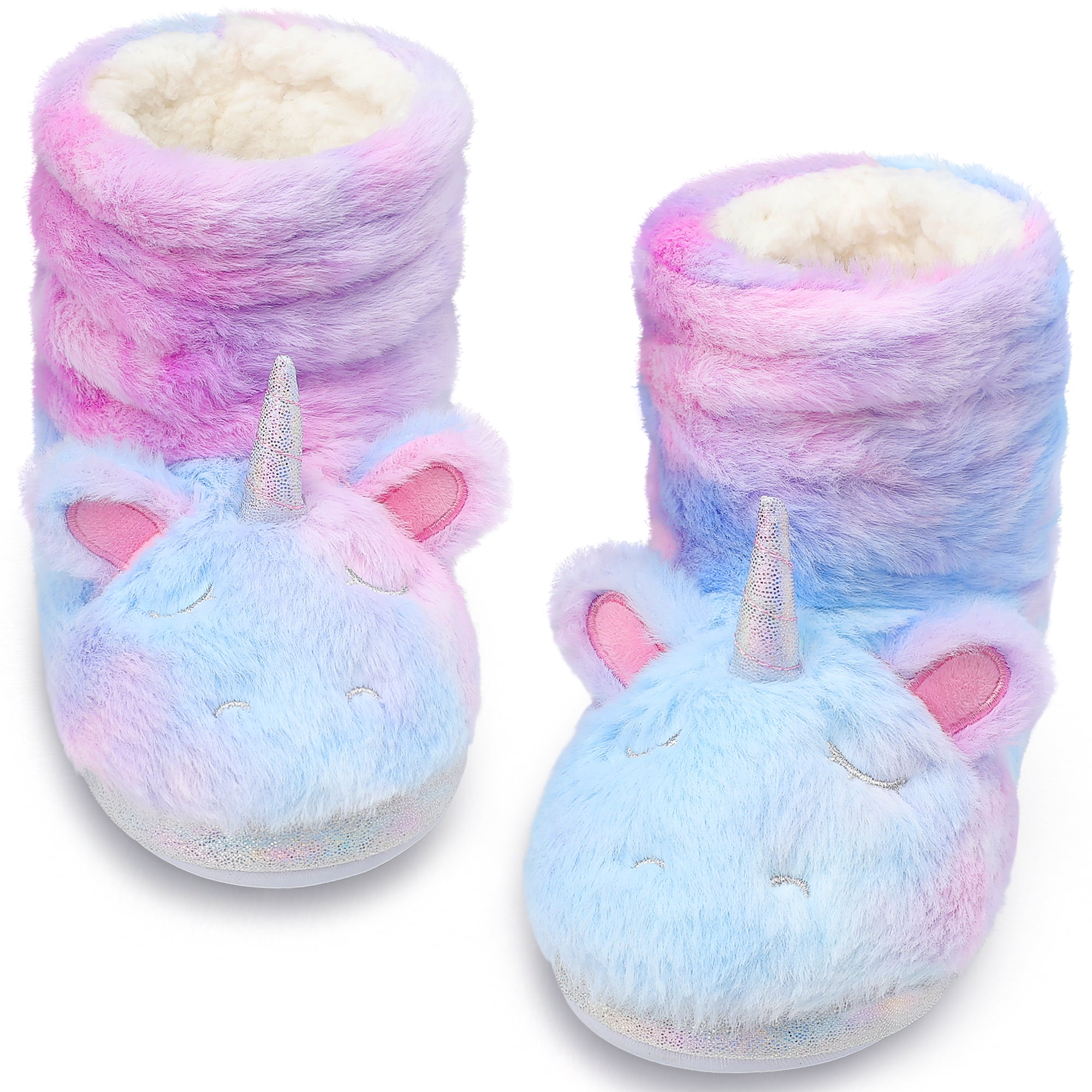 Fupoia Girls Slippers Warm Fuzzy Boots Slippers Slip-on Booties for ...