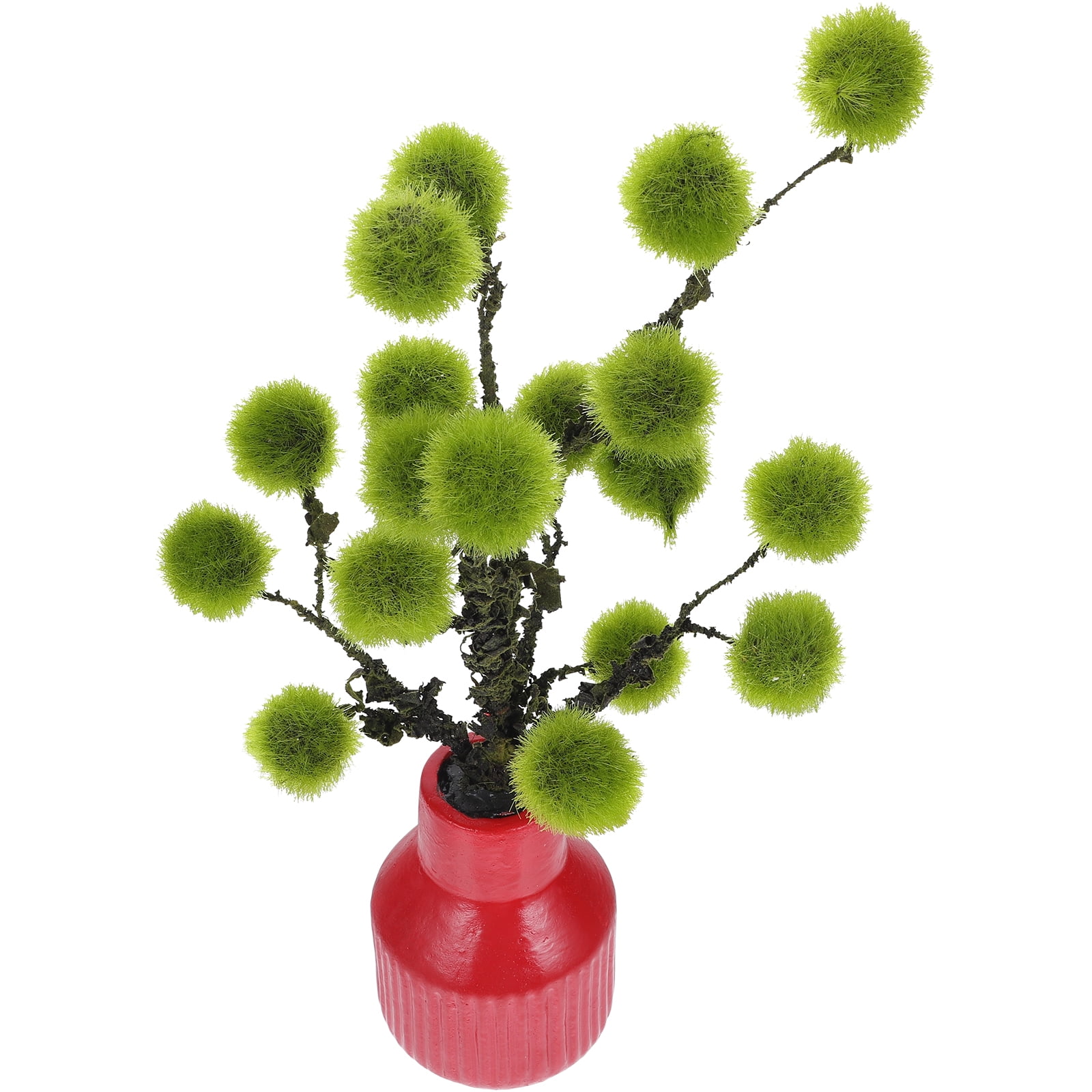 Fur Ball Artificial Flower Eucalyptus Small Plant Decor Tabletop Plant ...