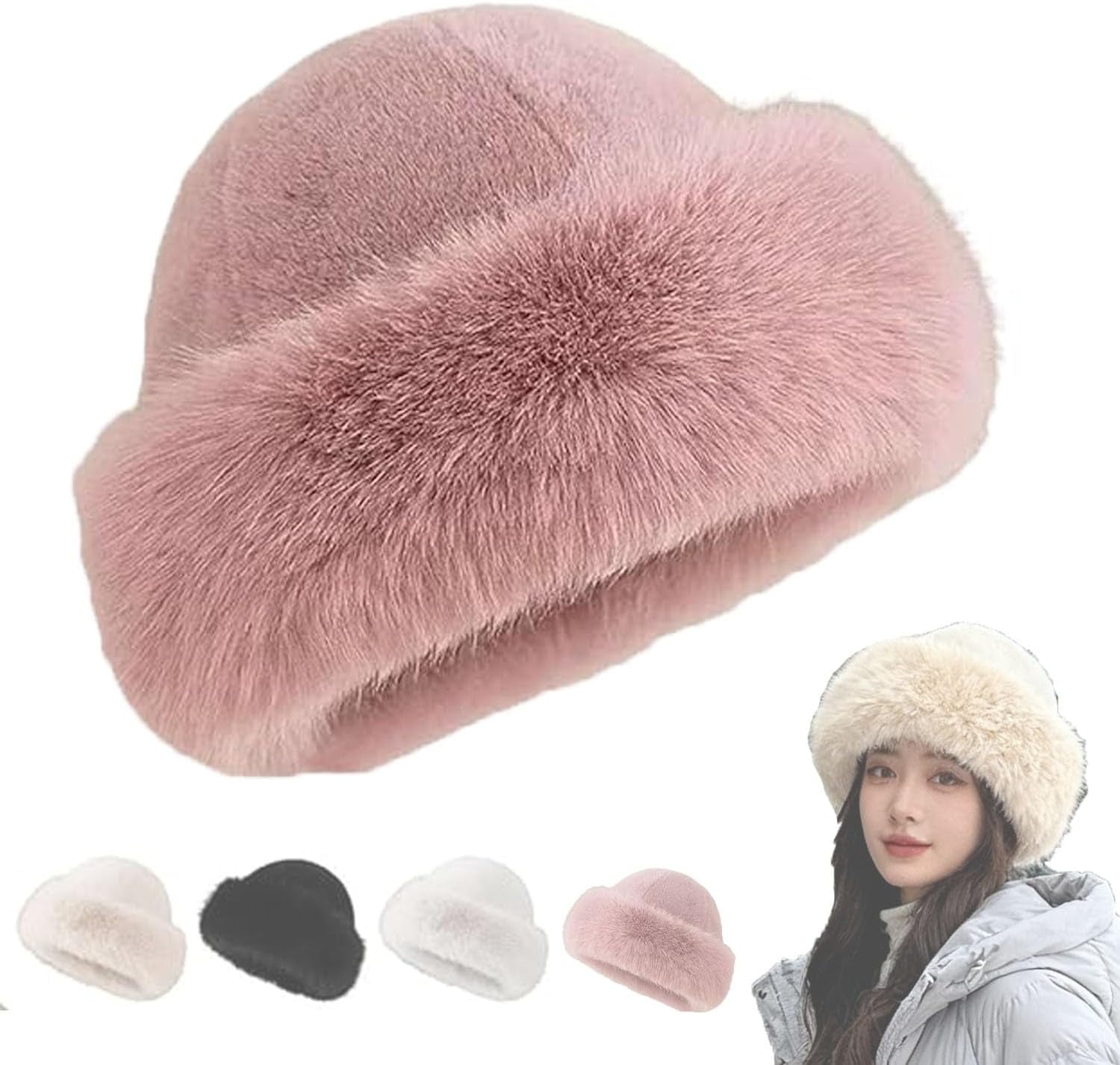 Fur Bucket Hats for Woman - Winter Faux Fur Bucket Hat 2026 New Fluffy ...