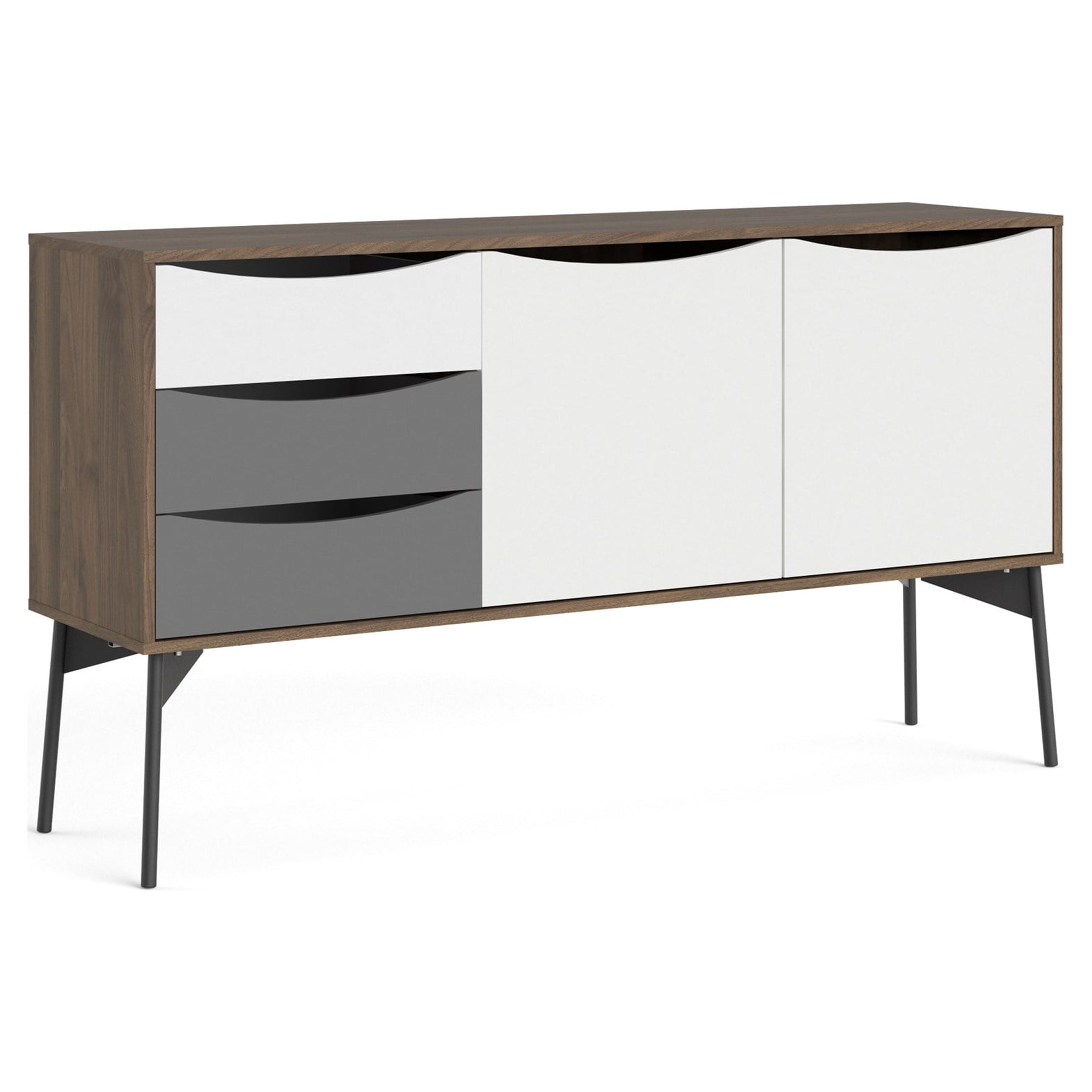 Fur Collection 2 Door Sideboard with 3 Drawers, Walnut/White Matte/Grey ...