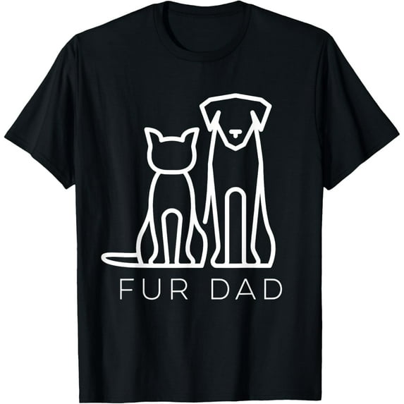 Fur Dad Cat and Dog Outline Design Pet Lover Tshirt Unisex Tee ...