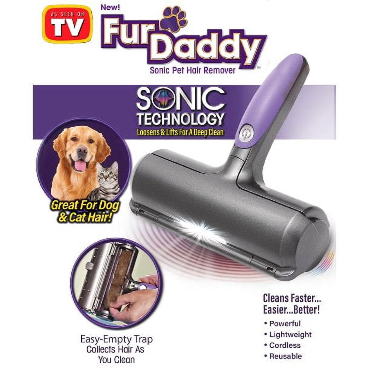 Fur Daddy Sonic Fast Easy Way Pet Fur Remover LED Light Dirt Dander ...