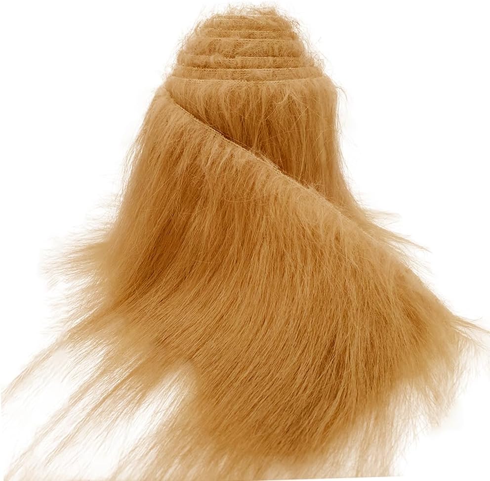 Fur Fabric for Crafts 2 Yard x 2 in, Faux Fur Fabric Strips Turmeric ...