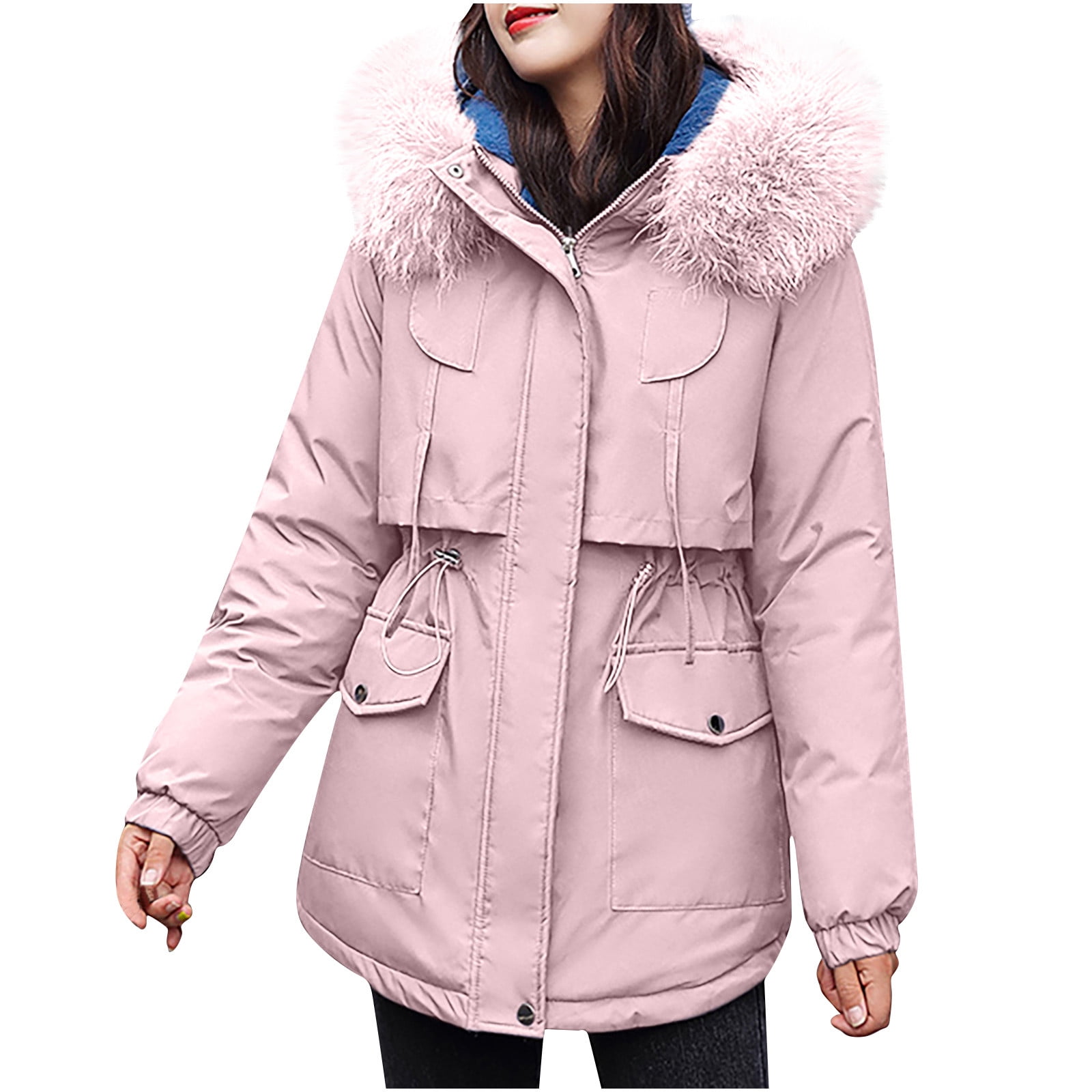 Fur Jackets for Women Womens Winter Thicken Puffer Coat Jacket Warm ...