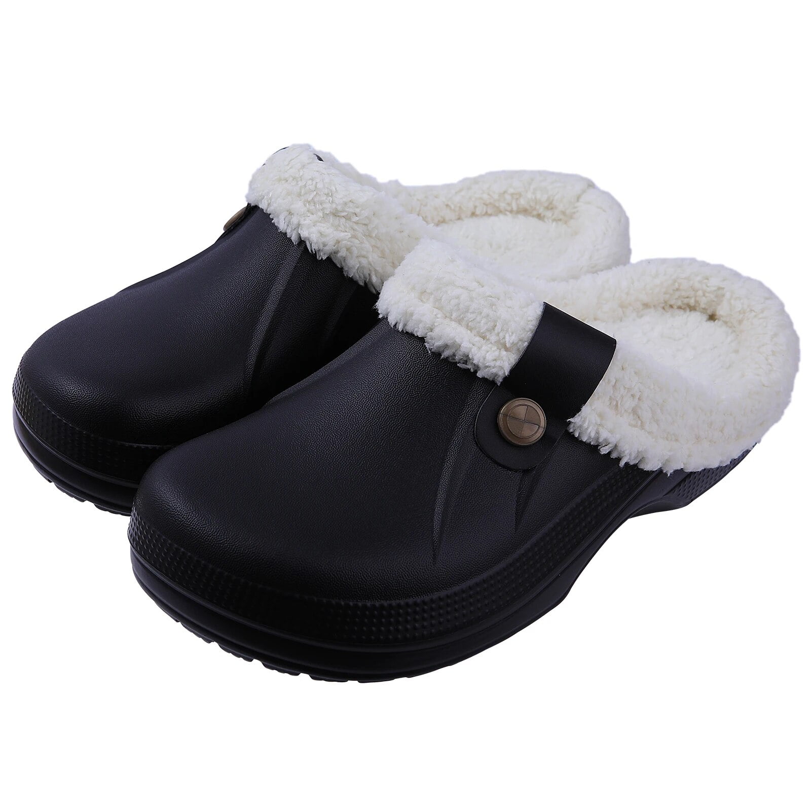 Fur Lined Clogs For Women Men Winter Warm Slippers Garden Shoes ...