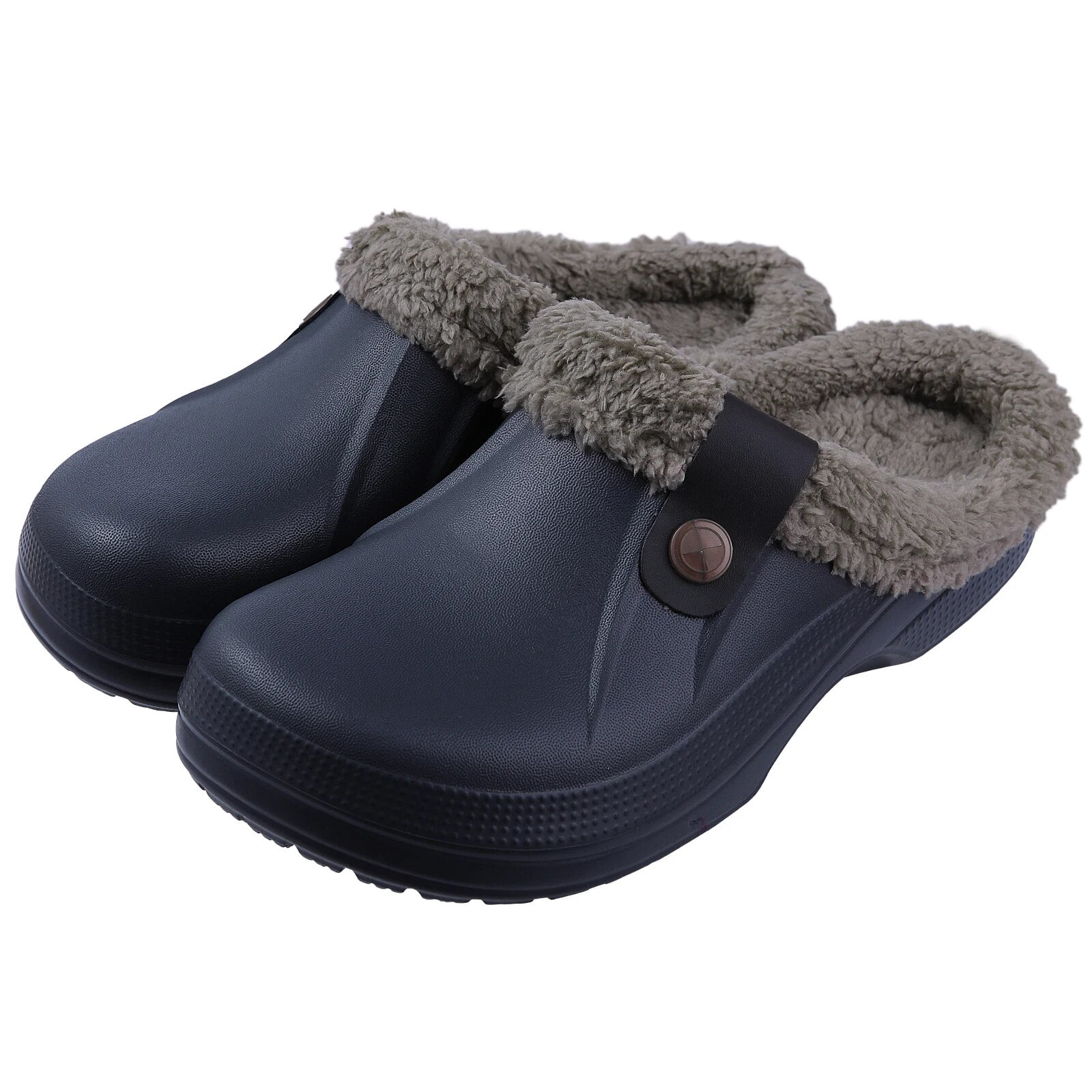 Fur Lined Clogs For Women Men Winter Warm Slippers Garden Shoes ...