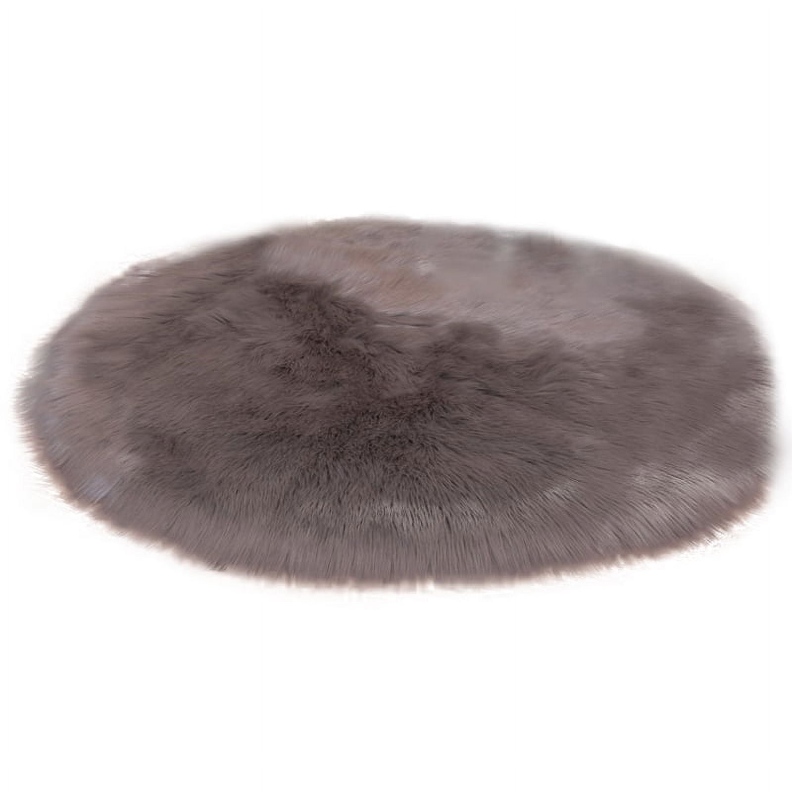 Fur Rug Round Sheepskin Rug, Small Fluffy Rug for Dorm Mini White Rug ...