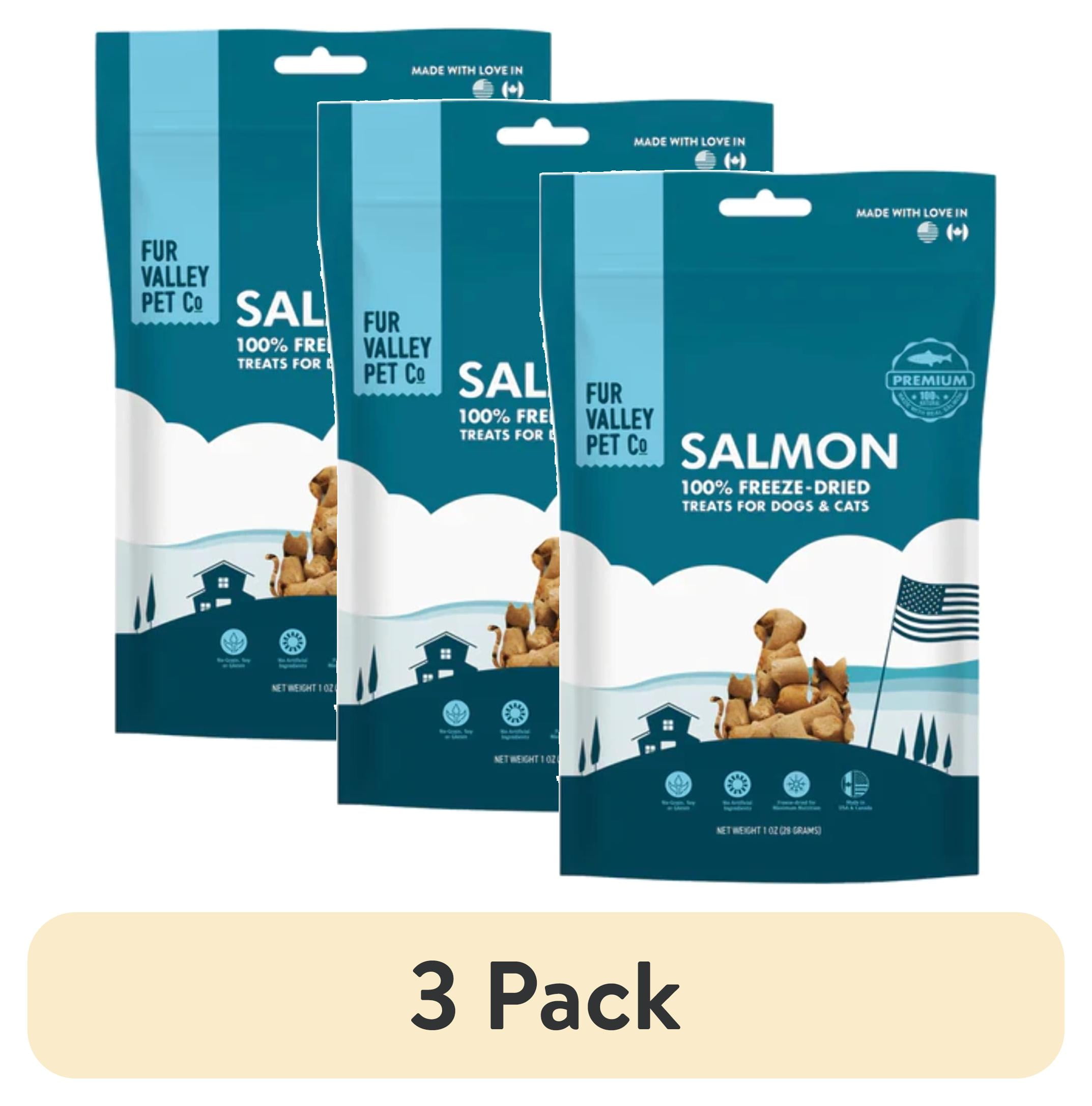 (3 pack) Fur Valley Pet Co. Freeze Dried Raw Salmon Treats & Topper for ...