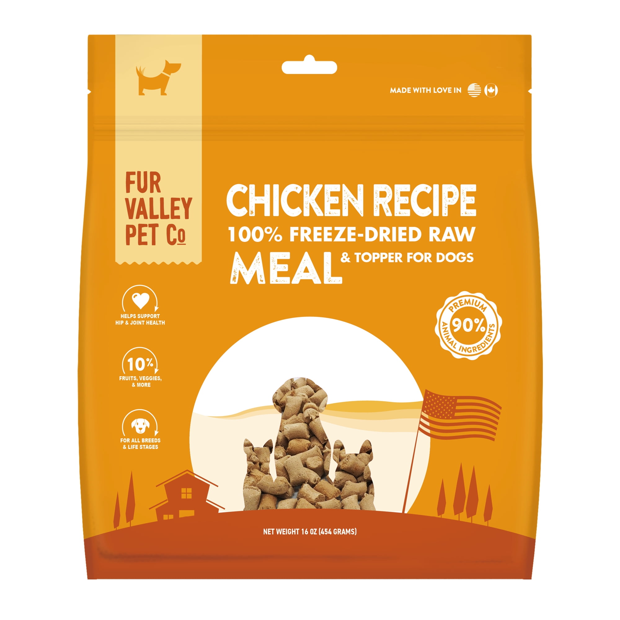 Fur Valley Pet Co. Freeze Dried Chicken Recipe Dog Food and Topper, 16 ...