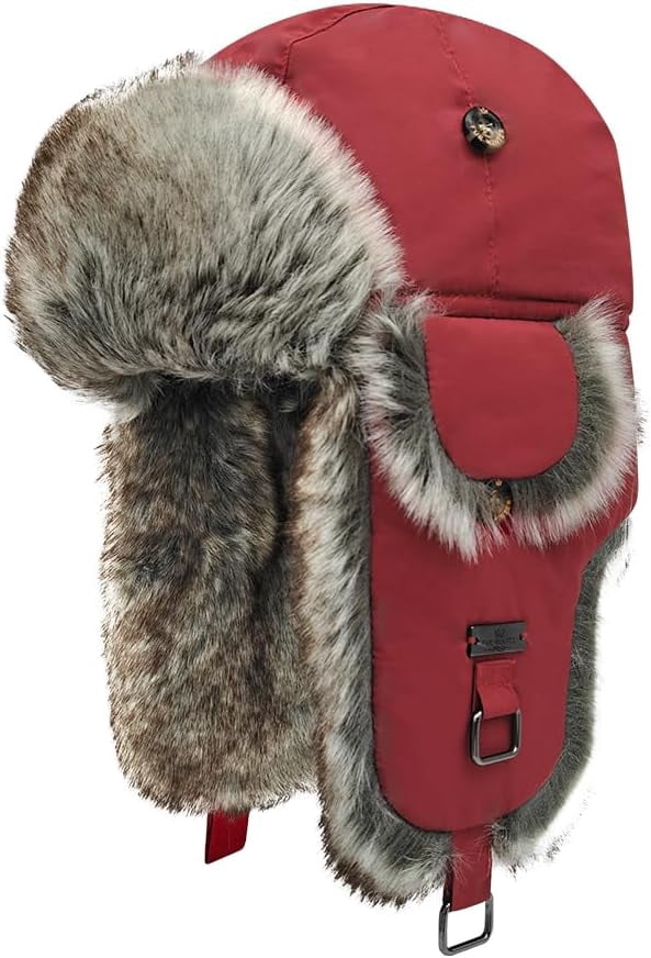 Fur Winter Trapper Hat,Unisex Taslon Faux Fur Aviator Ski Trapper ...