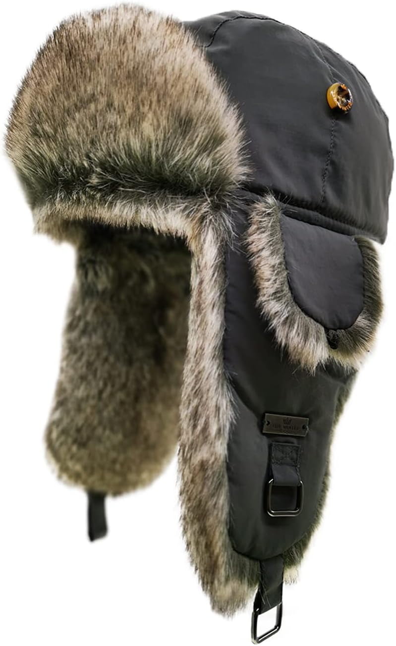 Fur Winter Trapper Hat,Unisex Taslon Faux Fur Aviator Ski Trapper ...