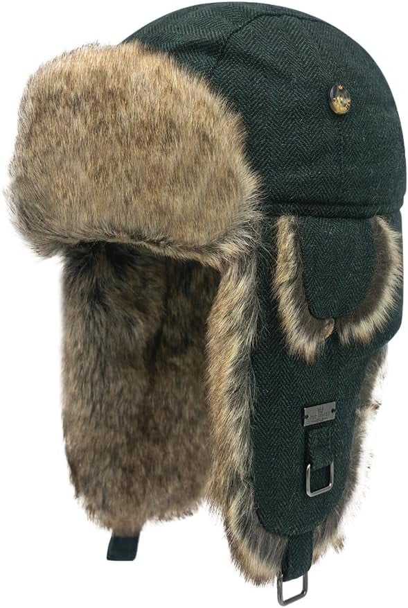 Fur Winter Trapper Hat,Wool Faux Fur Aviator Ski Trapper Trooper Pilot ...