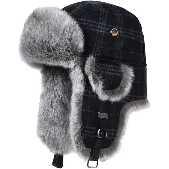 Fur Winter Trapper Hat,Wool Faux Fur Aviator Ski Trapper Trooper Pilot ...
