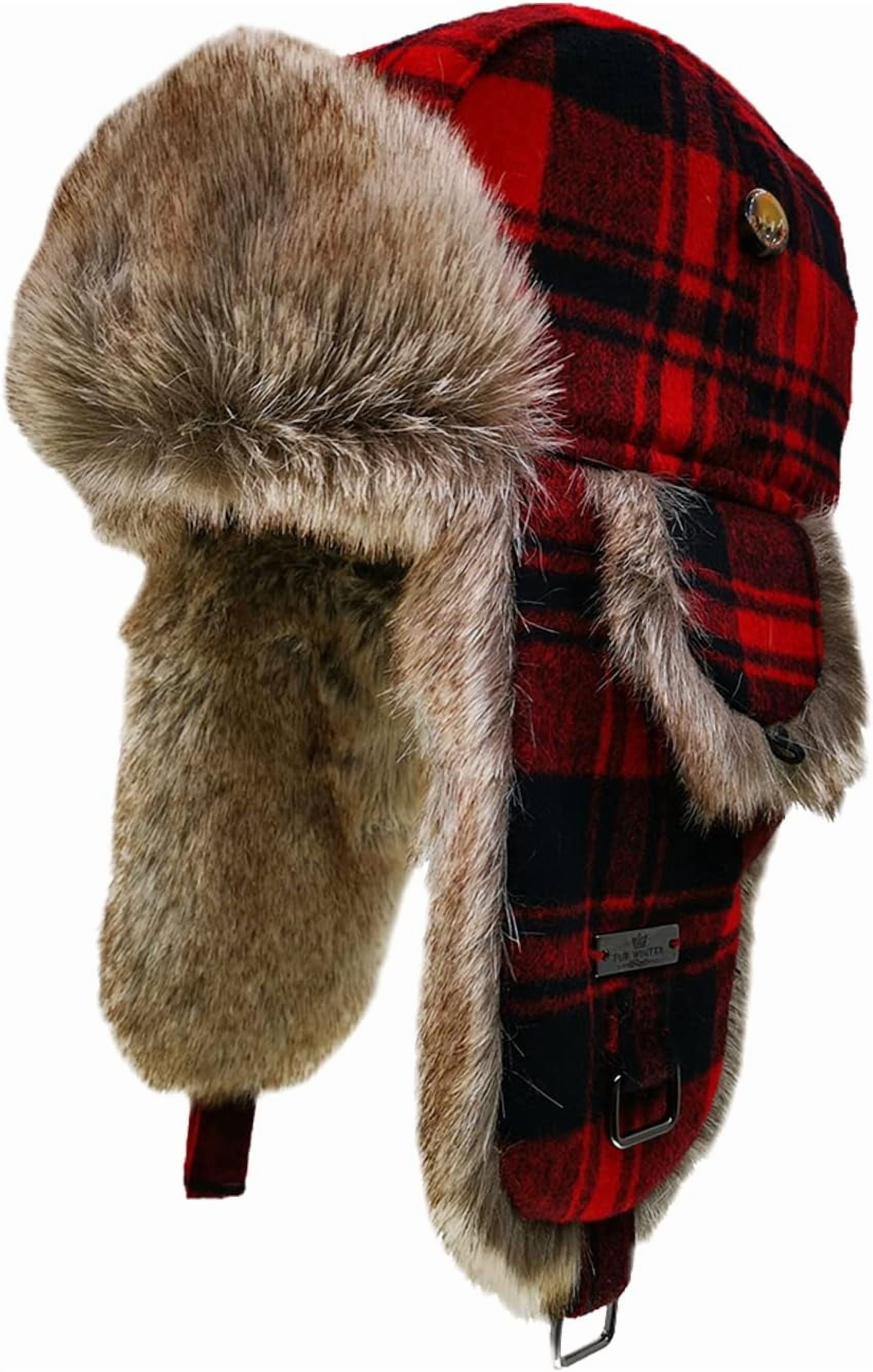 Fur Winter Trapper Hat,Wool Faux Fur Aviator Ski Trapper Trooper Pilot ...