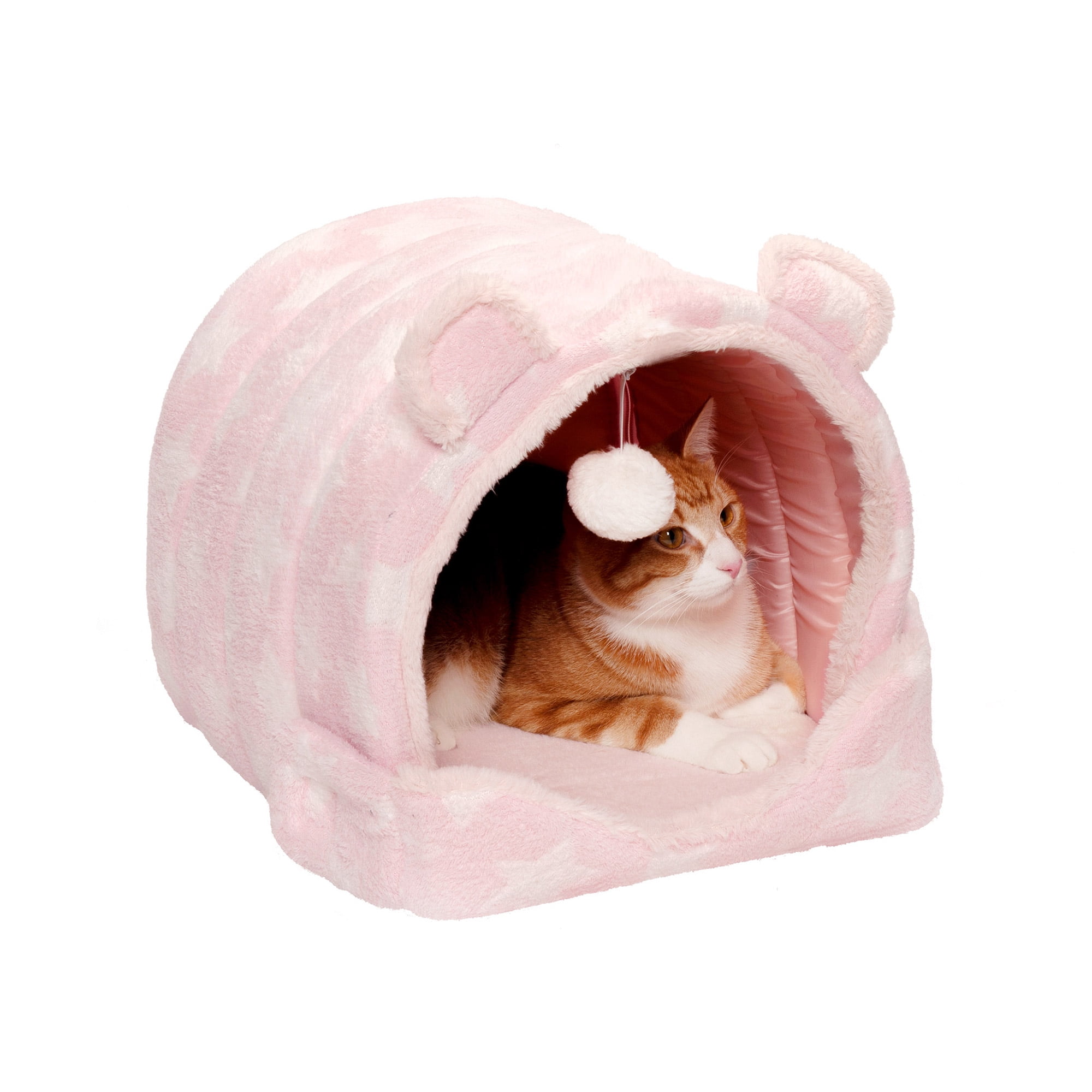 FurHaven Fleece Snuggle Hideout Pet Bed For Small Dogs and Cats - Pink ...