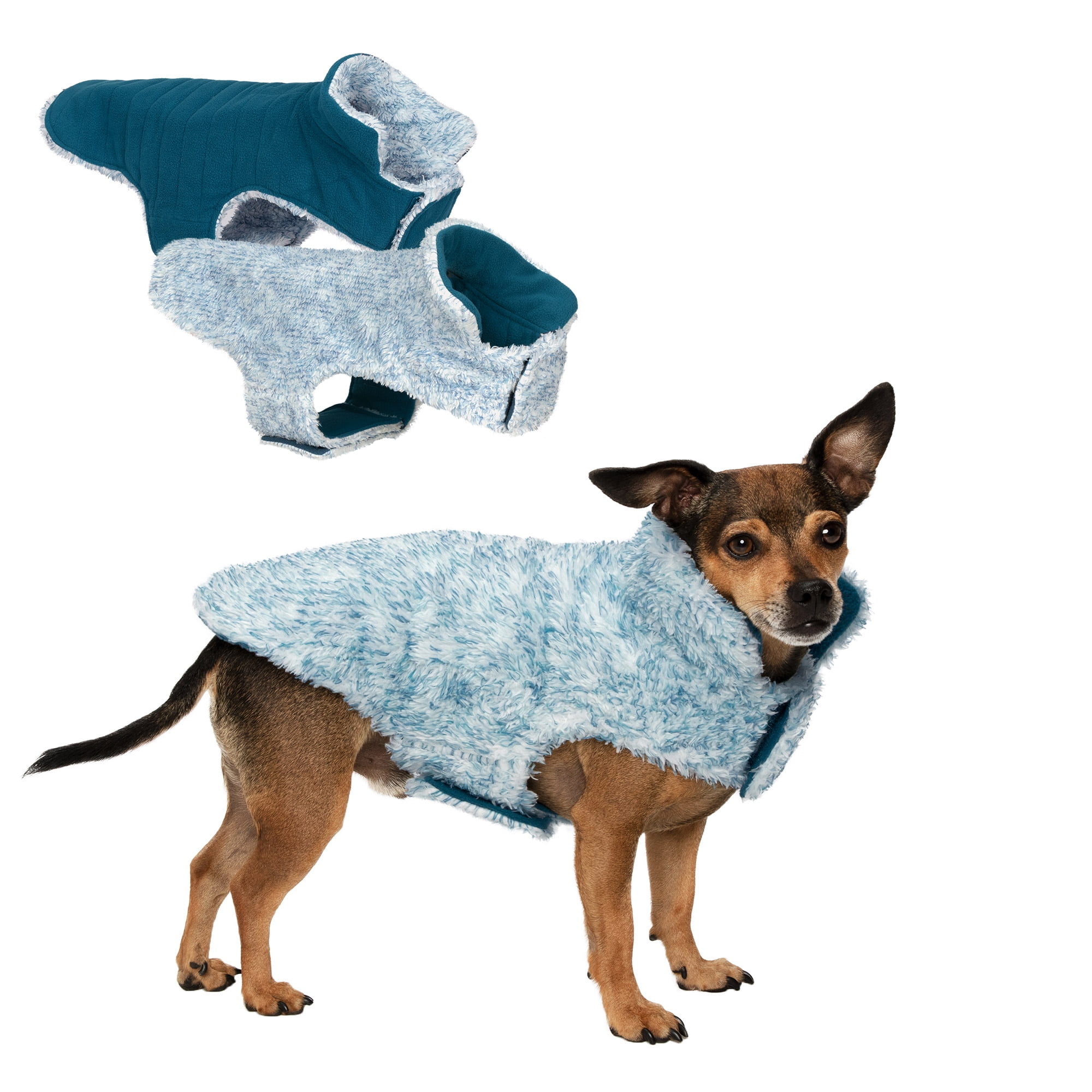 FurHaven Flex-Fit Reversible Two-Tone Fur Dog Coat - Extra Small ...