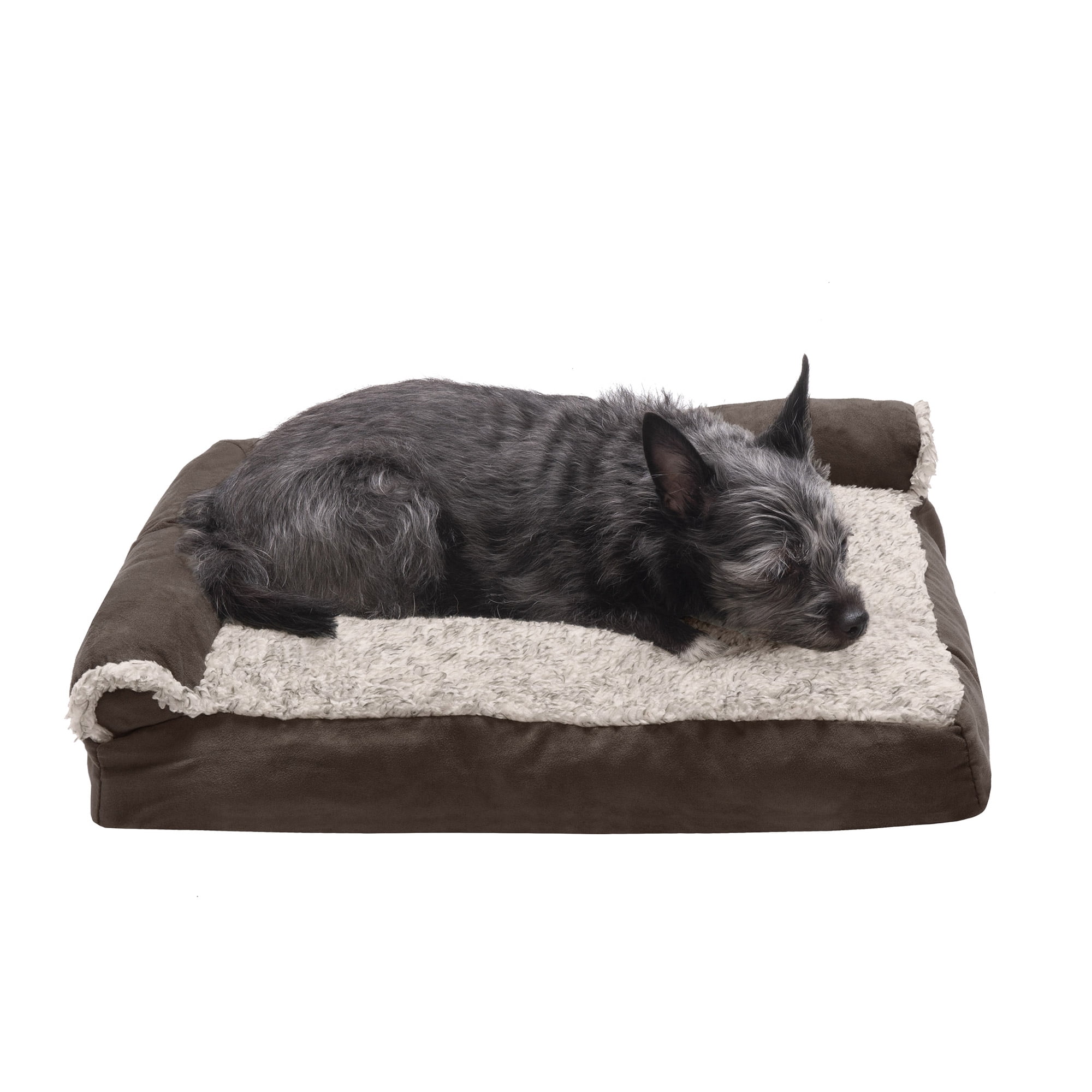 FurHaven Pet Dog Bed | Faux Fur & Suede Chaise Lounge Pillow Sofa-Style ...