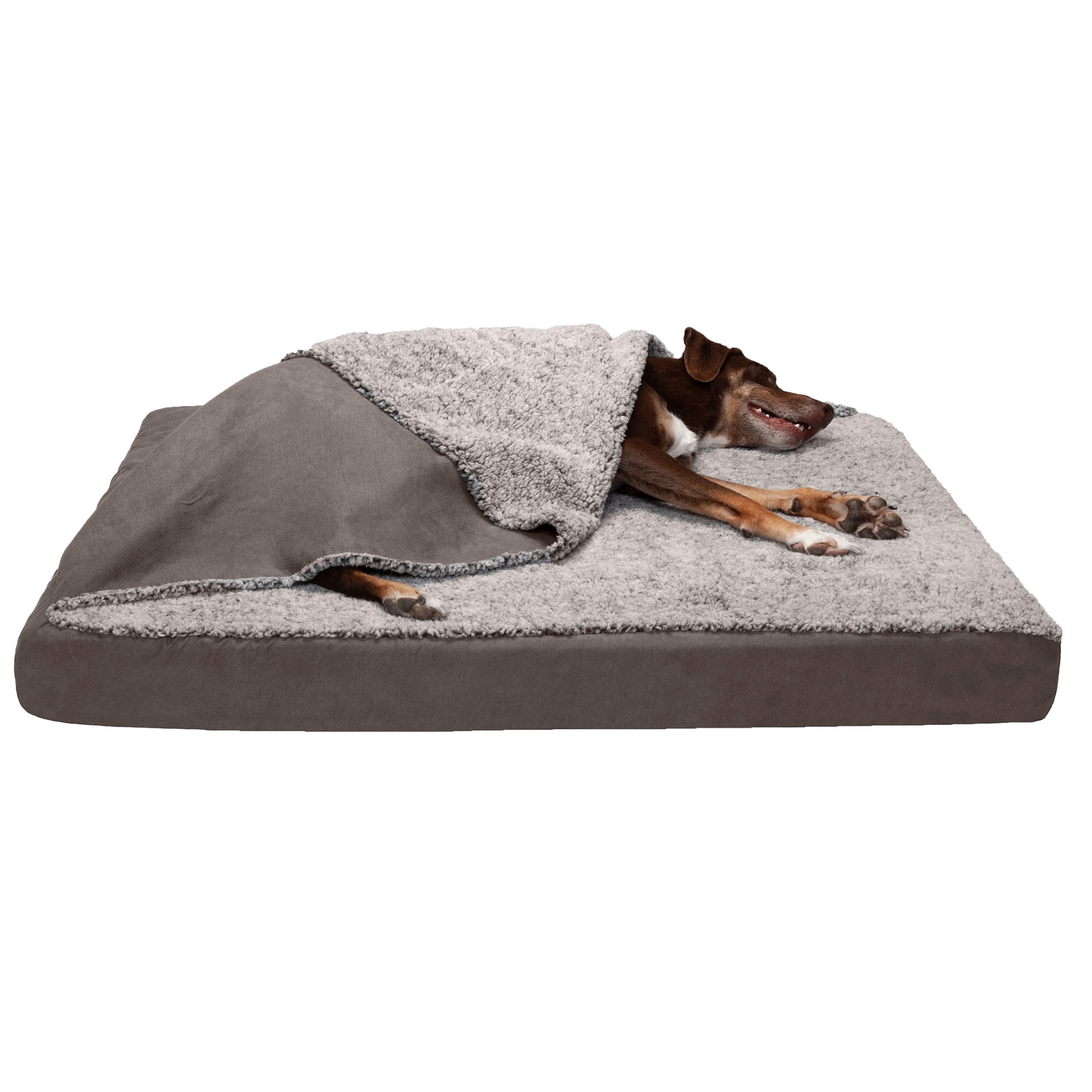 FurHaven Pet Products Berber & Suede Blanket-Top Cooling Gel Pet Bed ...