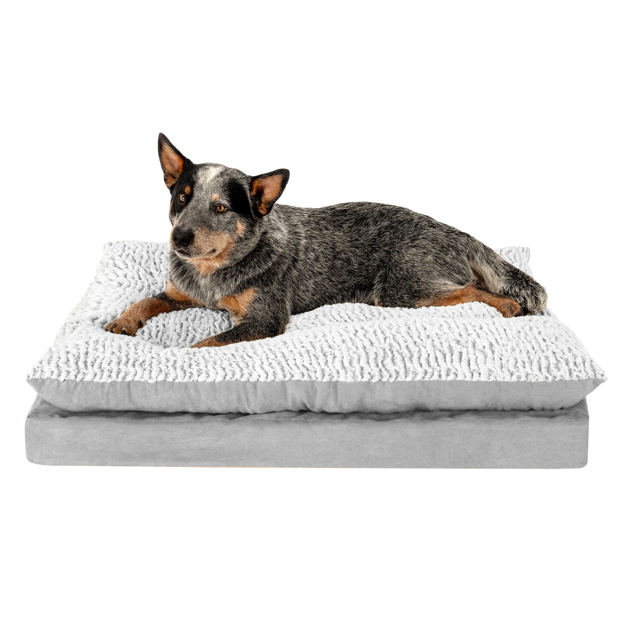 FurHaven Jumbo Plush Orthopedic Pillow Top Mattress Pet Bed for Dogs ...