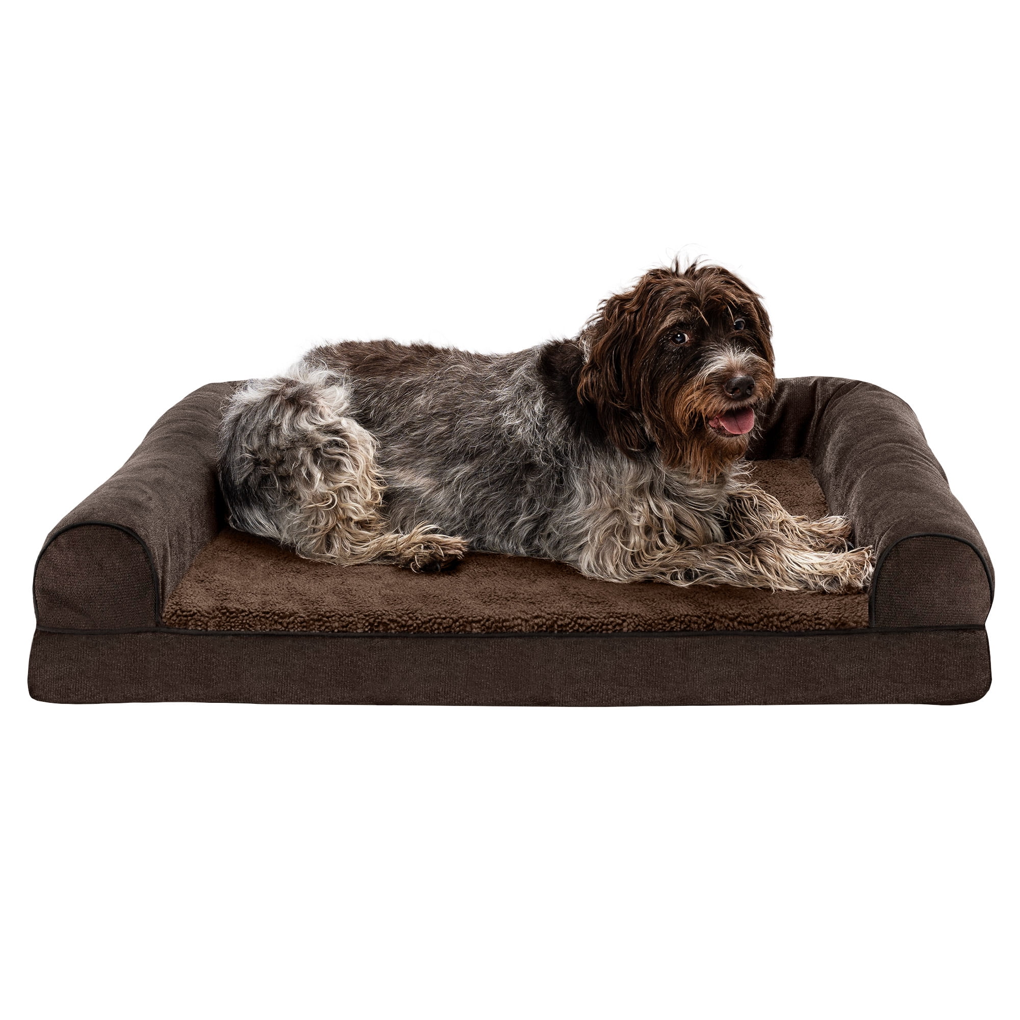 FurHaven Large Plush Orthopedic Sofa Pet Bed - Faux Fleece & Chenille ...