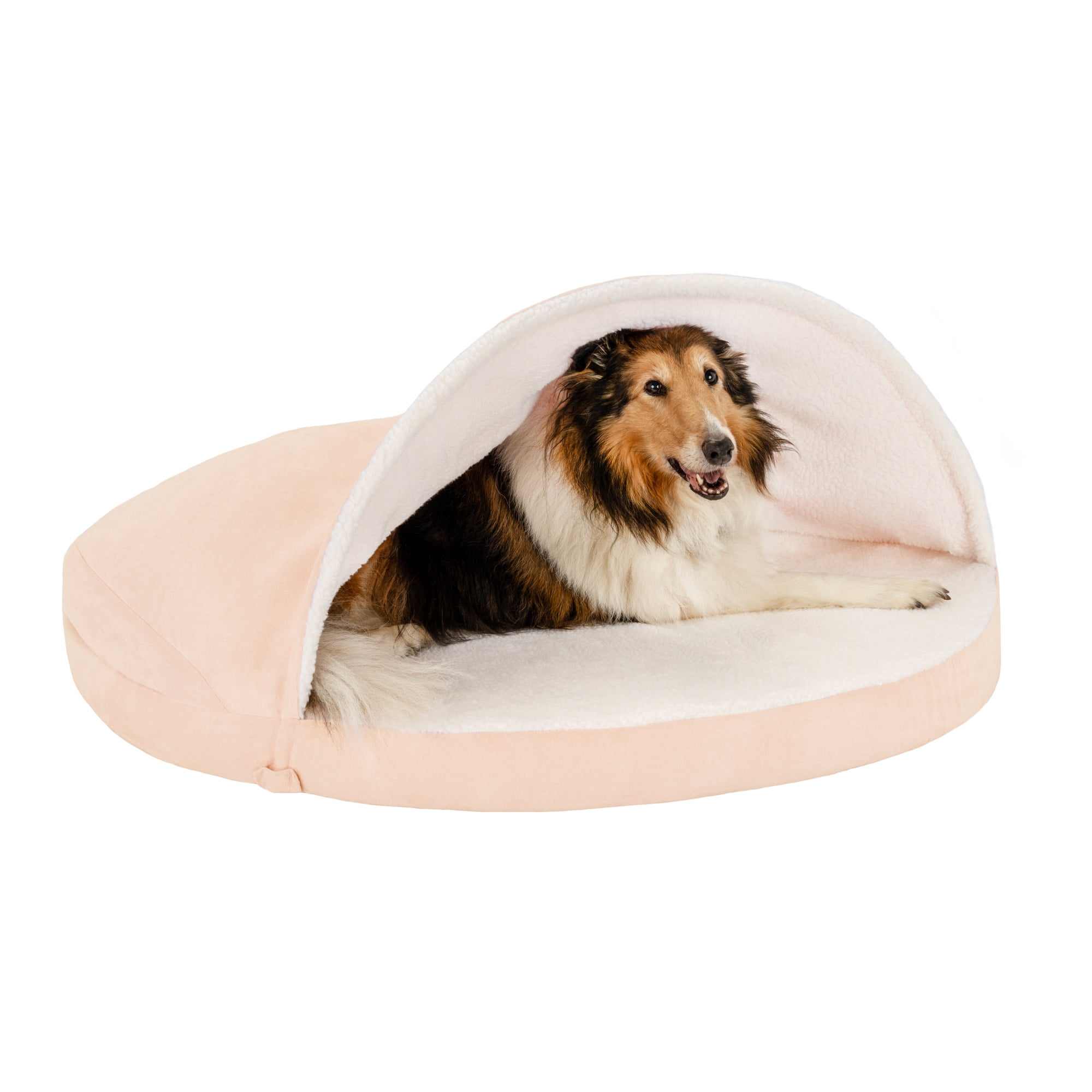 FurHaven Pet Products Faux Sheepskin Cooling Gel Top Snuggery Burrow ...