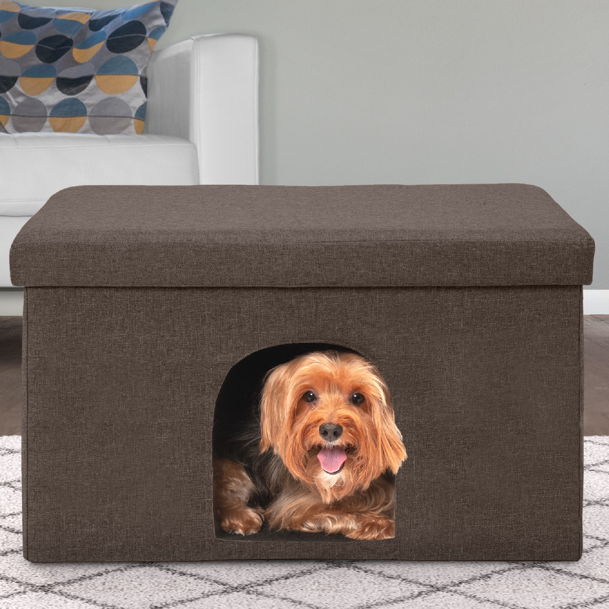 FurHaven Indoor Comfy Large Pet House Ottoman for Dogs & Cats - Coconut ...