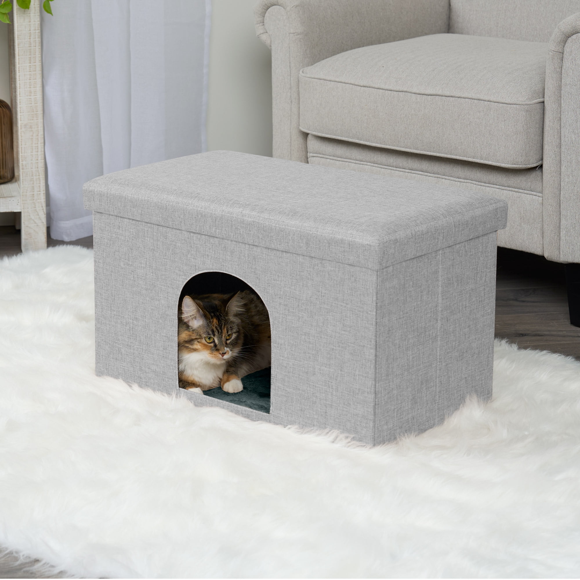 FurHaven Pet Products Large Pet House Ottoman for Dogs & Cats - Mist ...