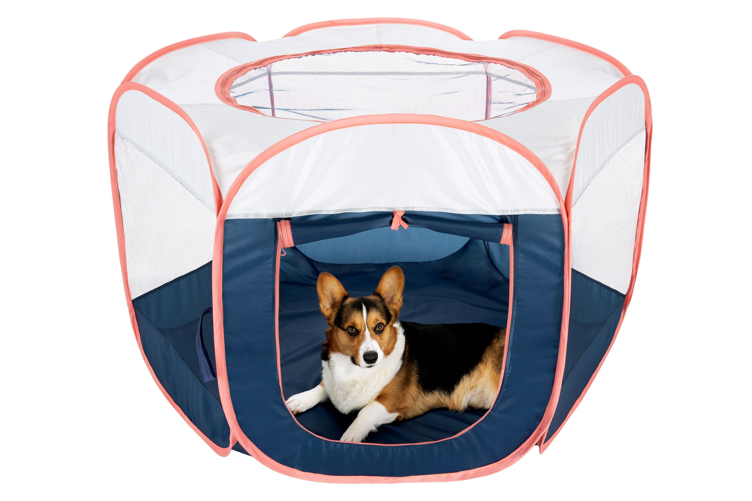 FurHaven Pet Products Mesh Open-Air Pet Playpen - Navy, Large - Walmart.com