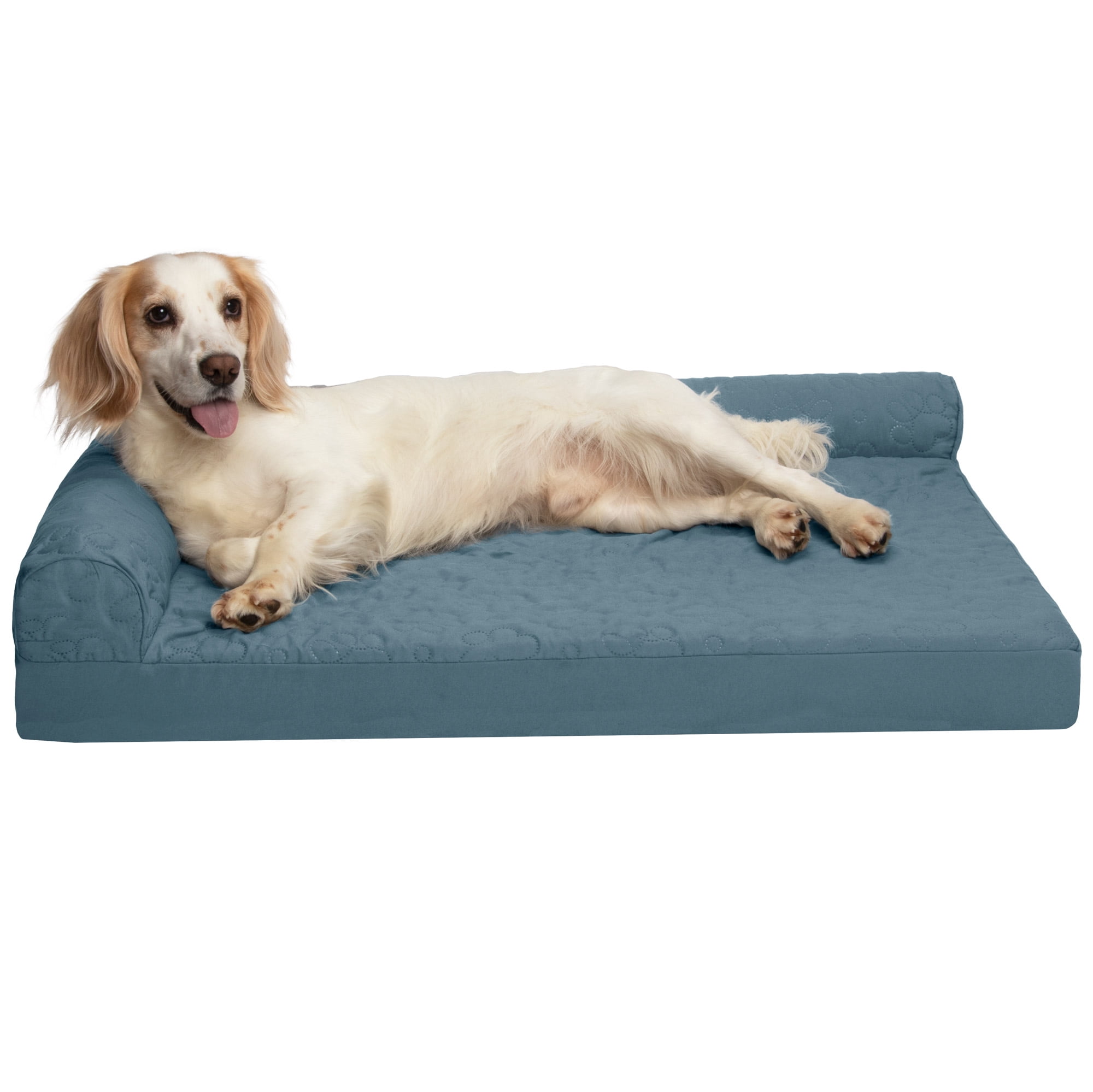 FurHaven Pet Products Paw-Quilted Memory Top Deluxe L-Chaise Pet Bed ...