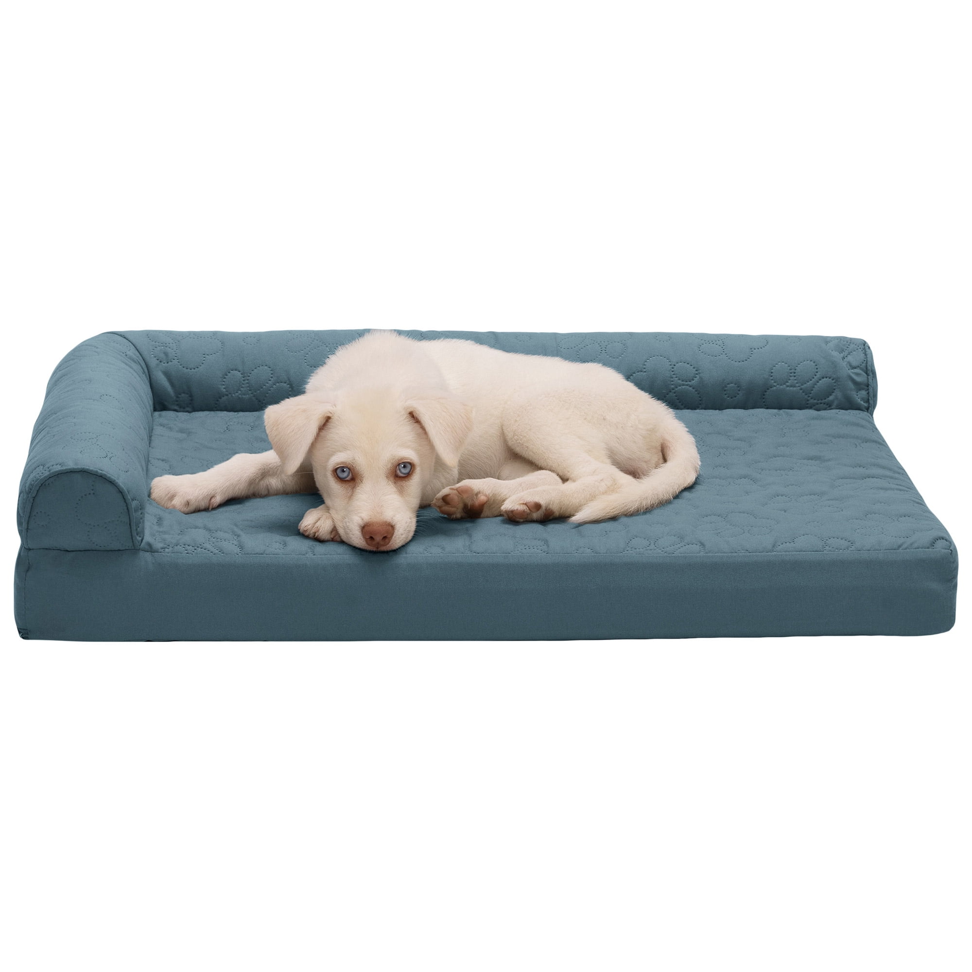 FurHaven Pet Products Paw-Quilted Memory Top Deluxe L-Chaise Pet Bed ...