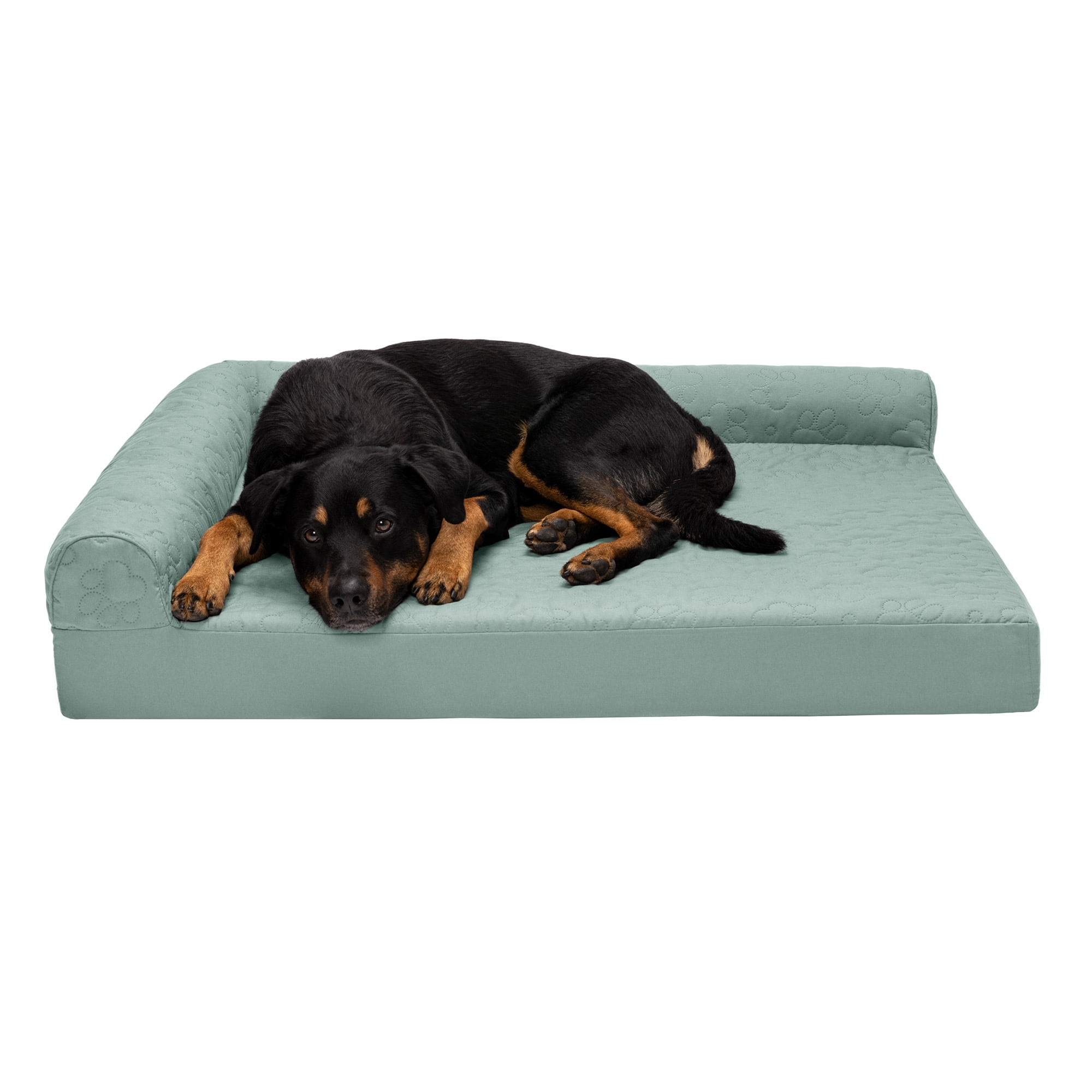 FurHaven Pet Products Paw-Quilted Orthopedic Medium Foam Bolster L ...