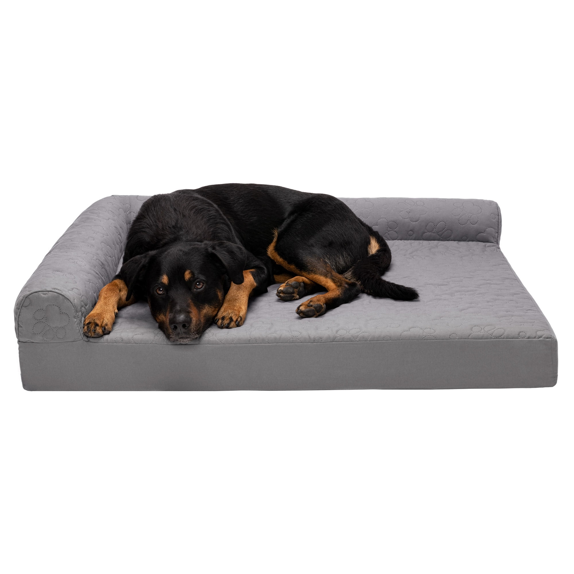 FurHaven Pet Products Paw-Quilted Orthopedic Deluxe L-Chaise Pet Bed ...