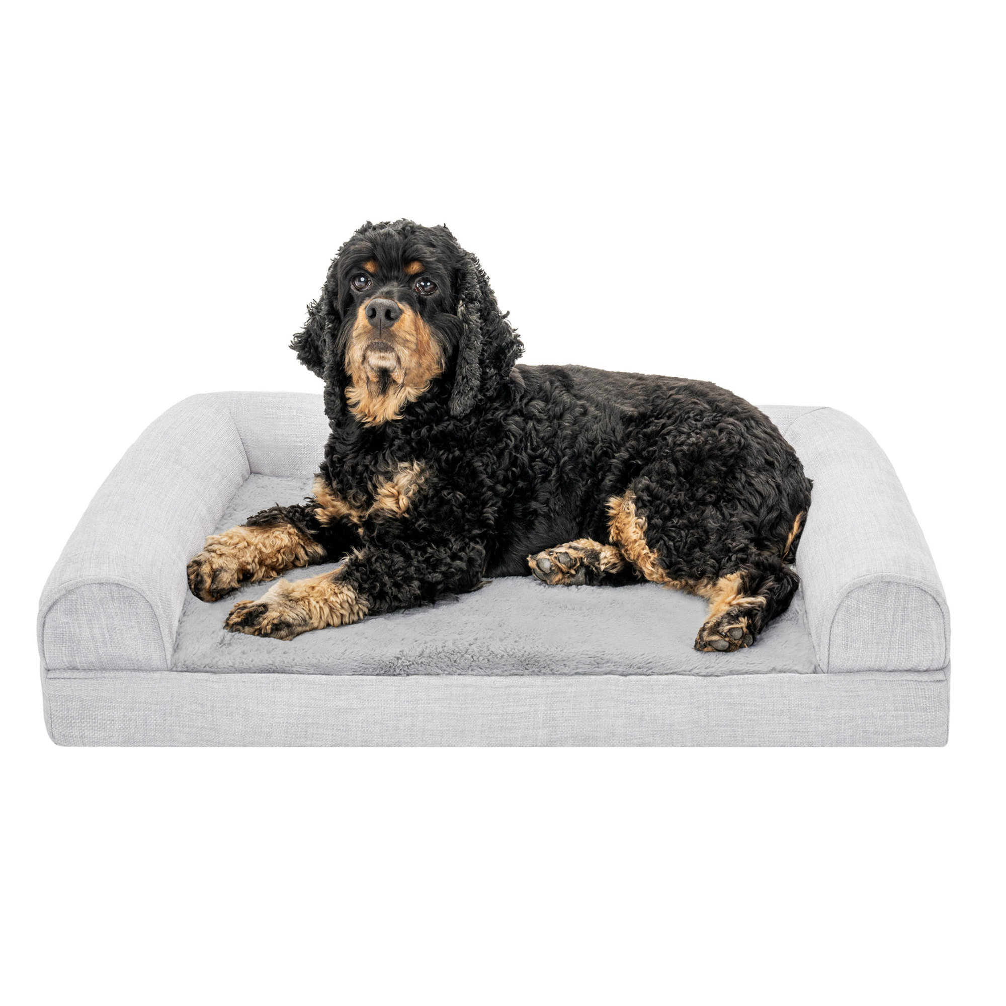 GDF Studio Cheval Mid Century Modern Acacia Wood Pet Bed with Cushion ...