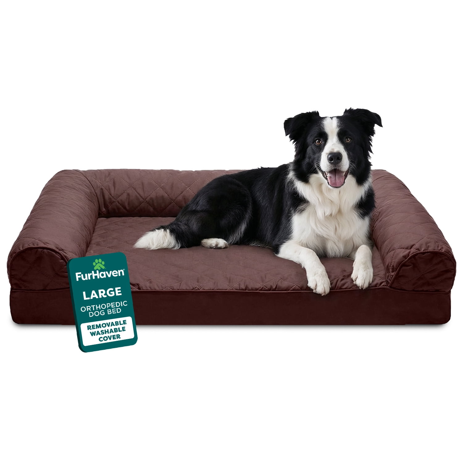 FurHaven Quilted Orthopedic Sofa Pet Bed - Large, Foam, for Dogs & Cats ...