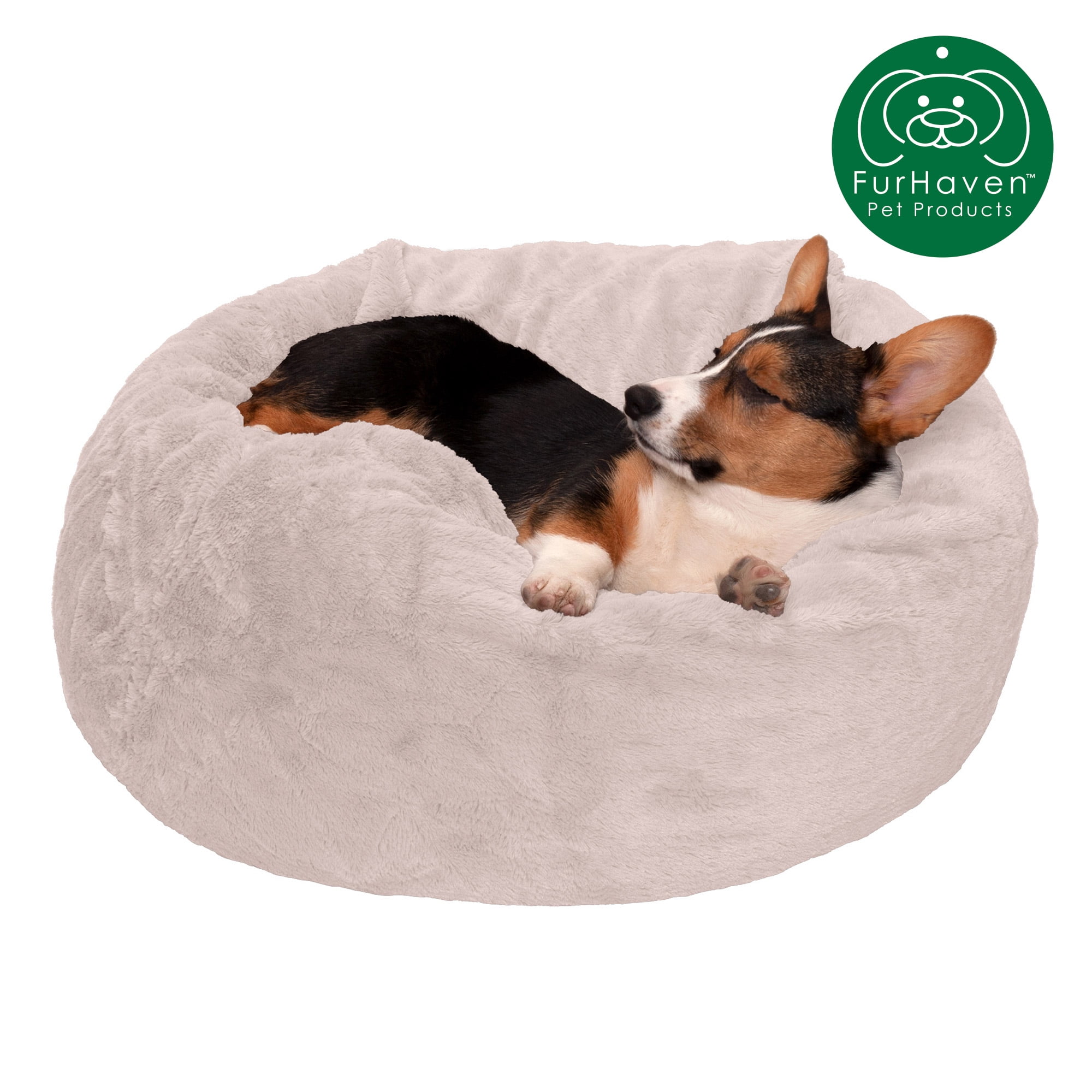 FurHaven Pet Products Round Plush Ball Dog Bed - Shell, Medium - 26 ...