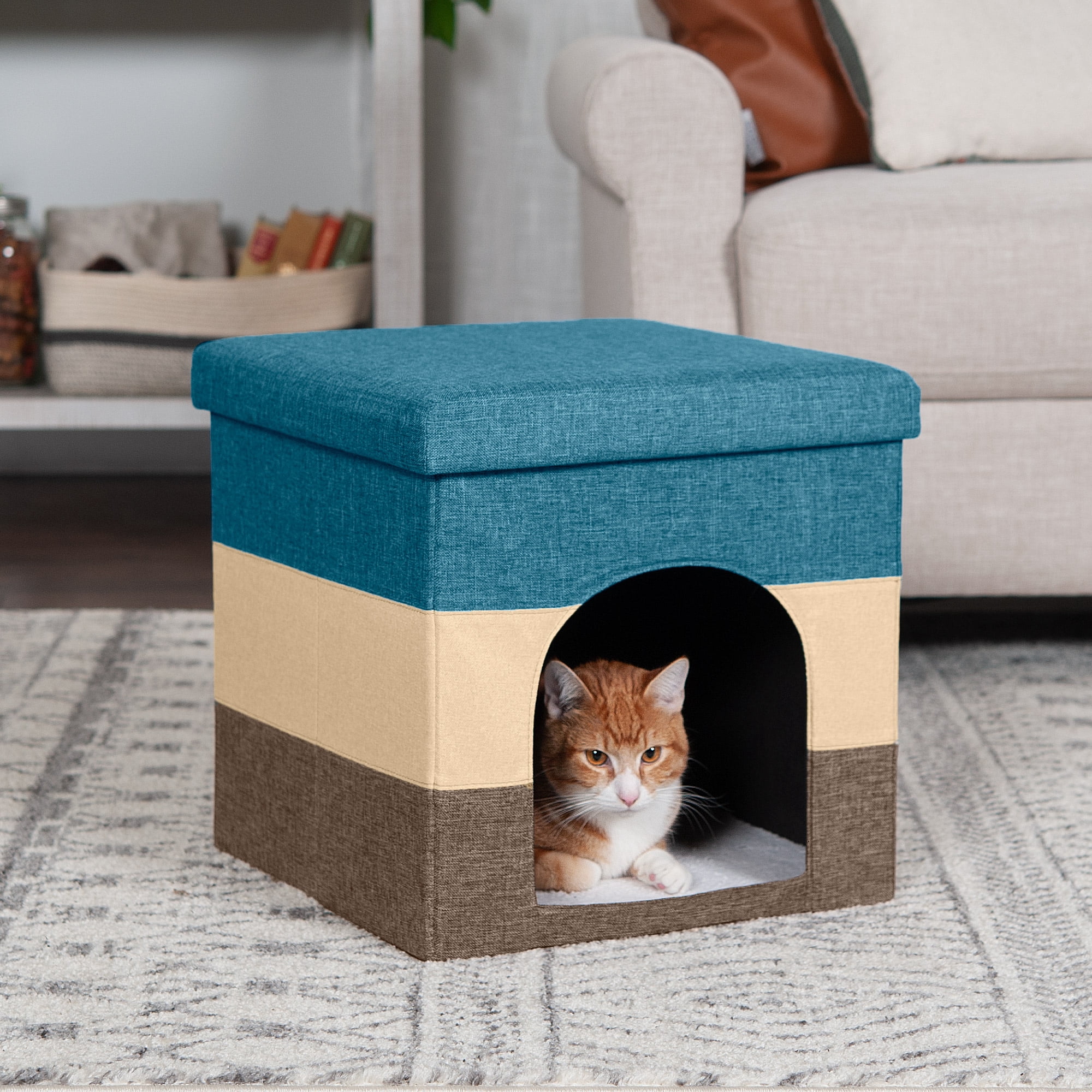 FurHaven Pet Products Small Pet House Footstool for Dogs & Cats - Beach ...