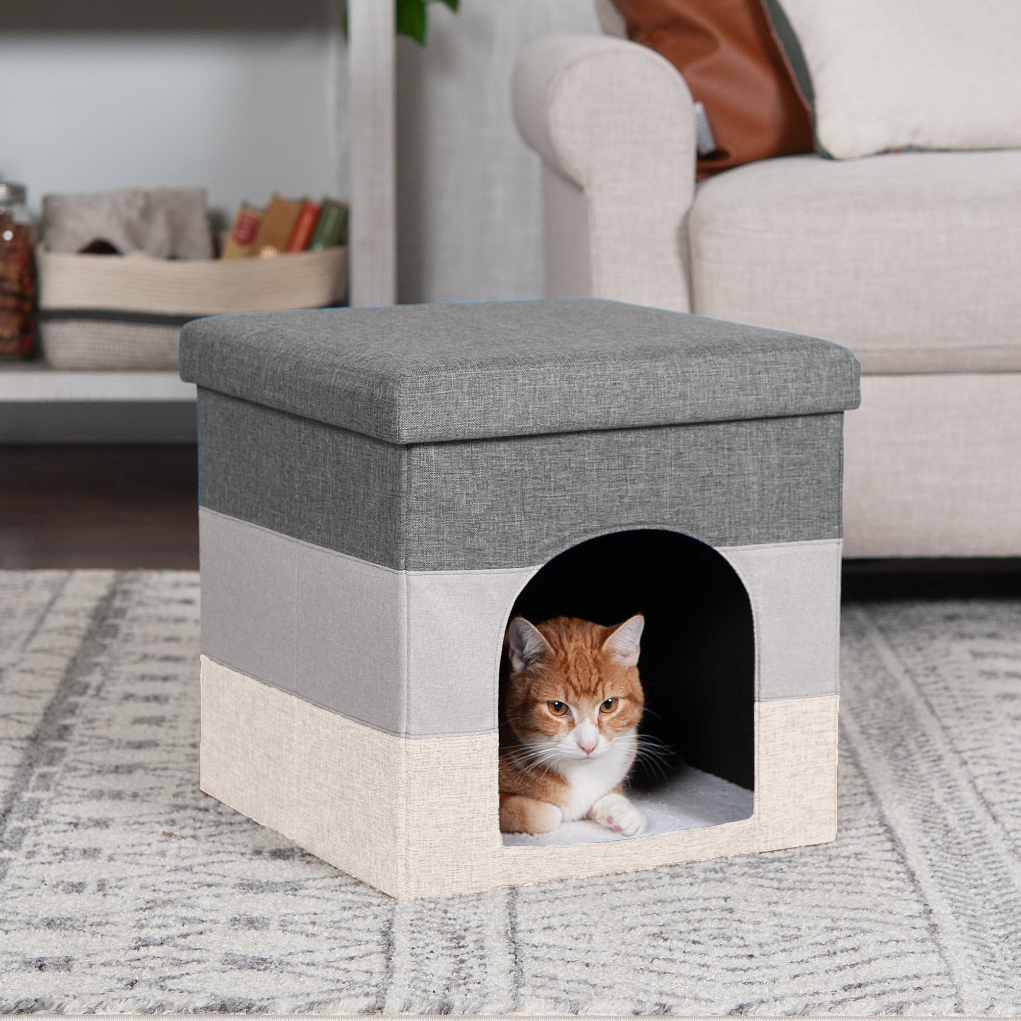 FurHaven Pet Products Small Pet House Footstool for Dogs & Cats - Hygge ...