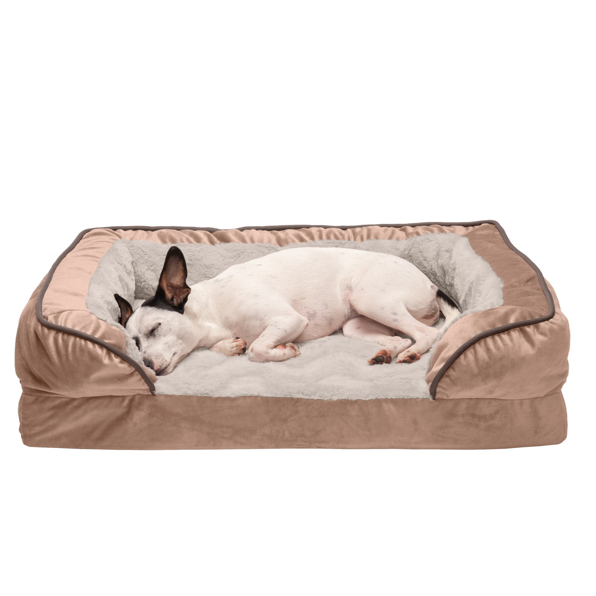 FurHaven Velvet Waves Orthopedic Pet Bed for Dogs & Cats - Brownstone ...