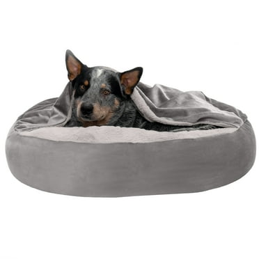 FurHaven Plush Doughnut Soft Size Pet Bed - Wave Faux Fur & Velvet ...