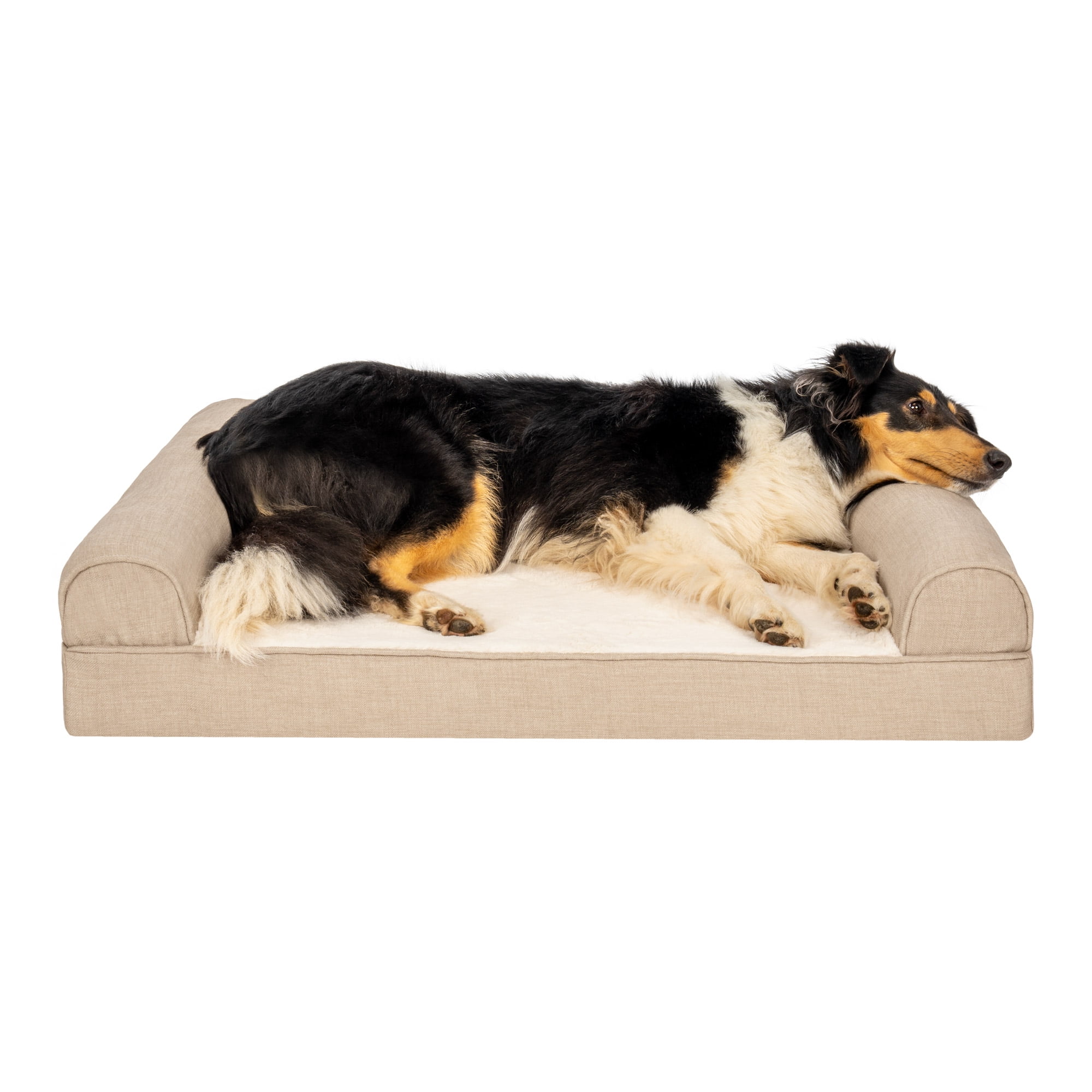FurHaven Plush Orthopedic Sofa Pet Bed, Flax, Jumbo Size, Performance ...