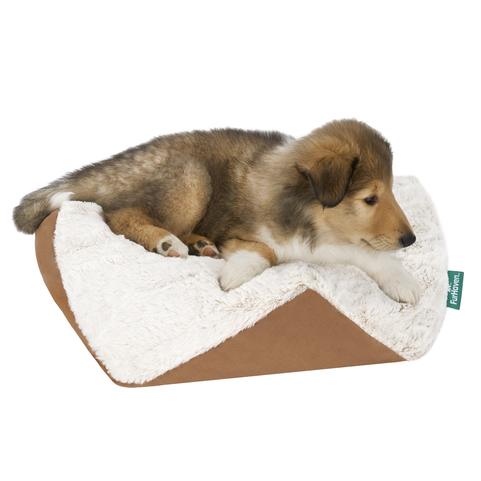 FurHaven Stone-Embossed Faux Fur Pouf Pet Bed for Dogs and Cats ...