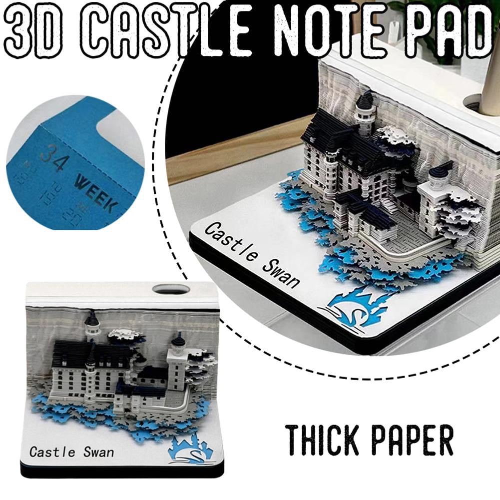 FurNest 3D Castle Memo Pad , 2025 Desk Calendar Paper Carving Notepad ...
