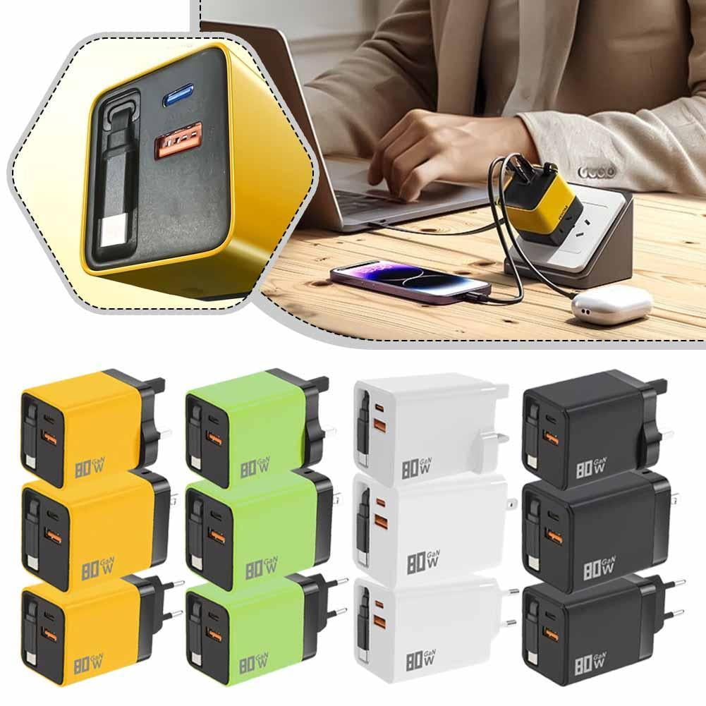 FurNest 80W Gallium Nitride All in One Retractable Phone Charger AC ...